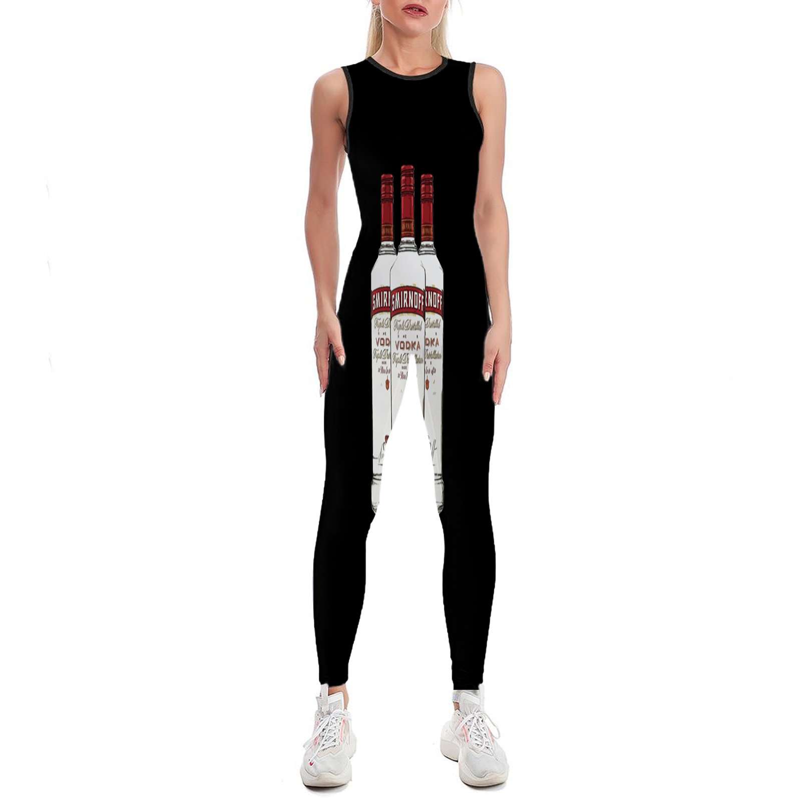 Smirnoff Vodka Alcohol Glass Bottle Women's One Piece Yoga Jumpsuits ...