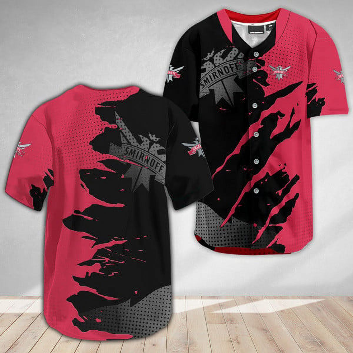 Smirnoff Vodka Metal Crack Pattern Baseball Jersey, Beer baseball ...