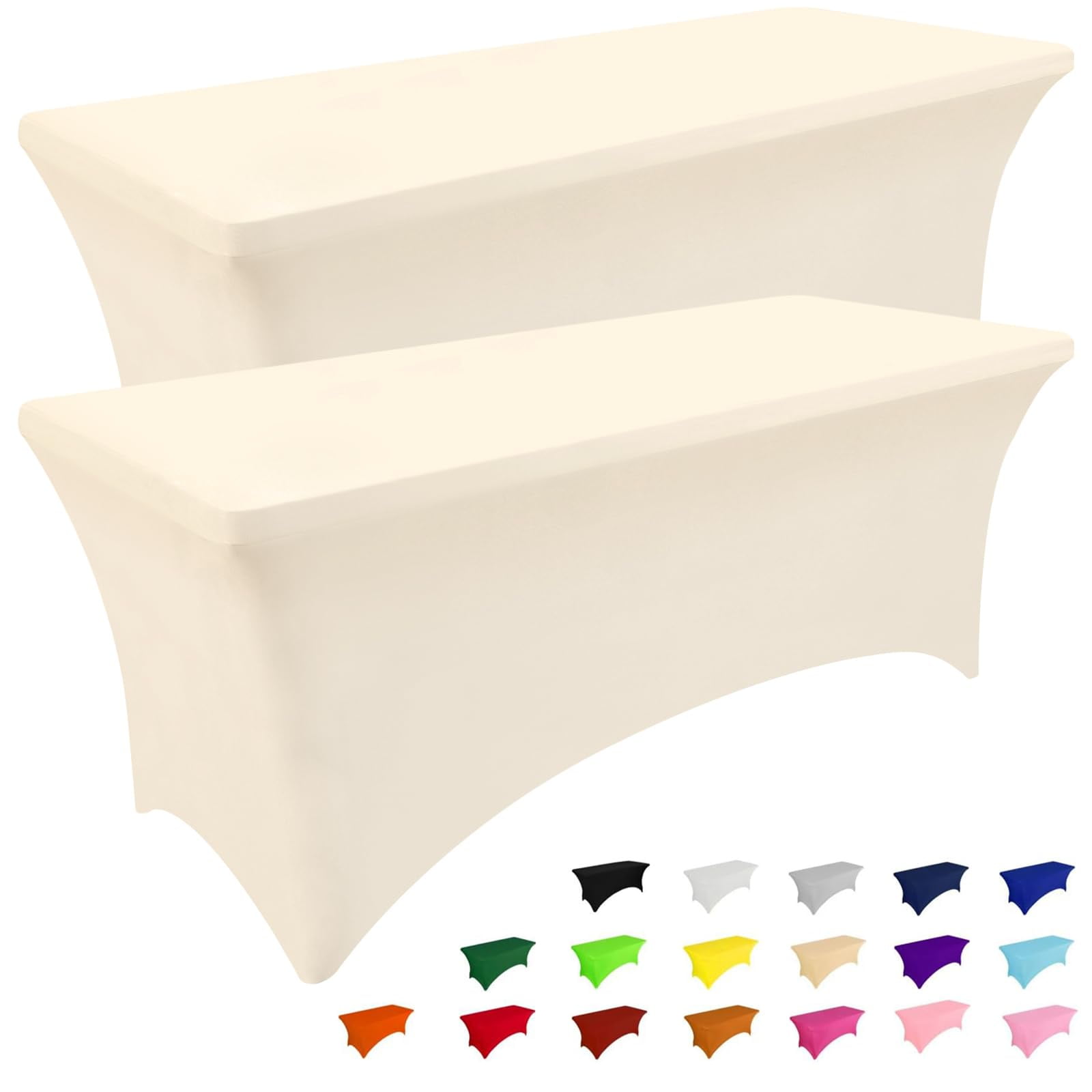 Smiry 2 Pack 6FT Stretch Spandex Tablecloths, Waterproof and Elastic ...
