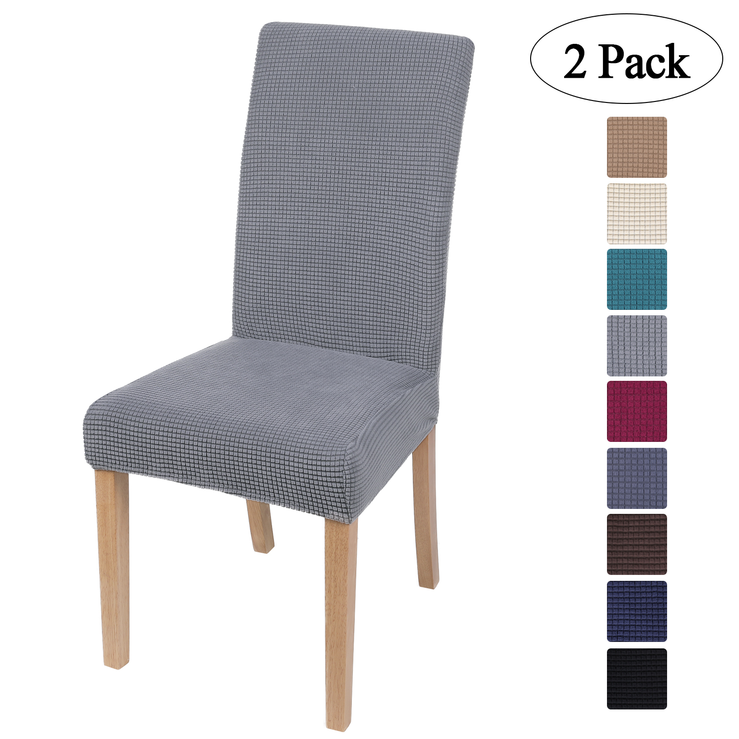 Smiry 2 Pack Stretch Chair Covers for Dining Room, Large Seat Protector ...