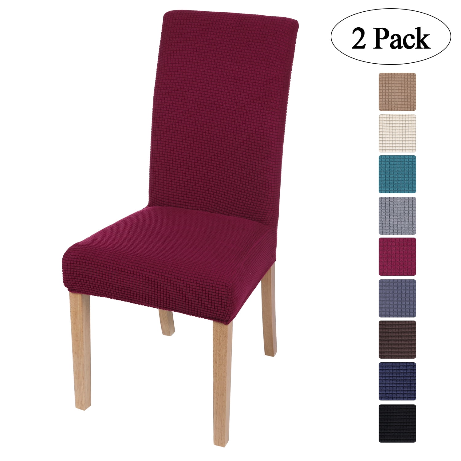 Smiry 2 Pack Stretch Dining Chair Covers, Seat & Back Slipcovers ...
