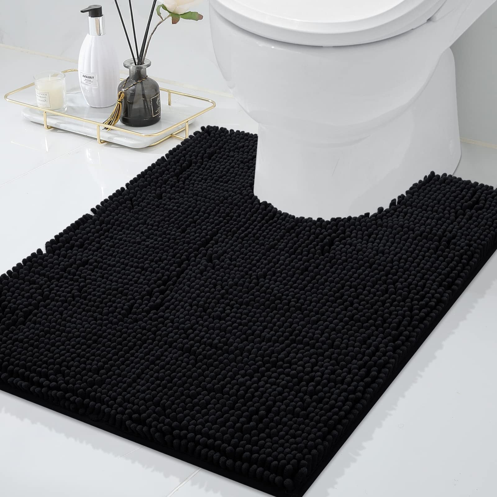"Smiry Chenille U-Shaped Toilet Bath Microfiber Floor Mat, Soft ...