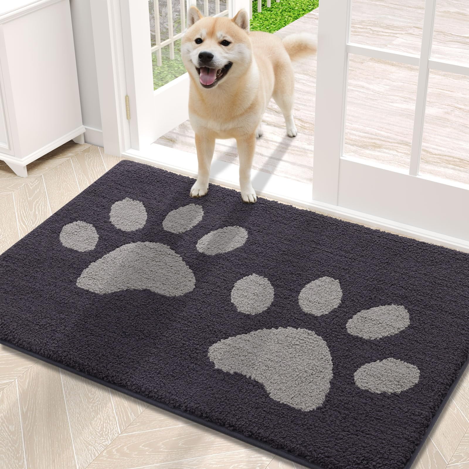 Smiry Dog Door Mats for Muddy Shoes and Paws, Non Slip Low-Profile ...