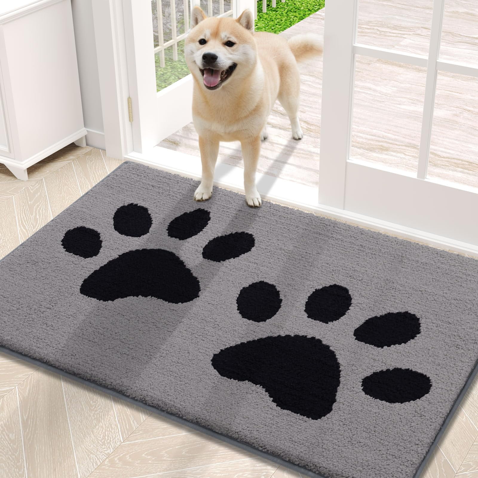 Smiry Dog Door Mats for Muddy Shoes and Paws, Non Slip Low-Profile ...