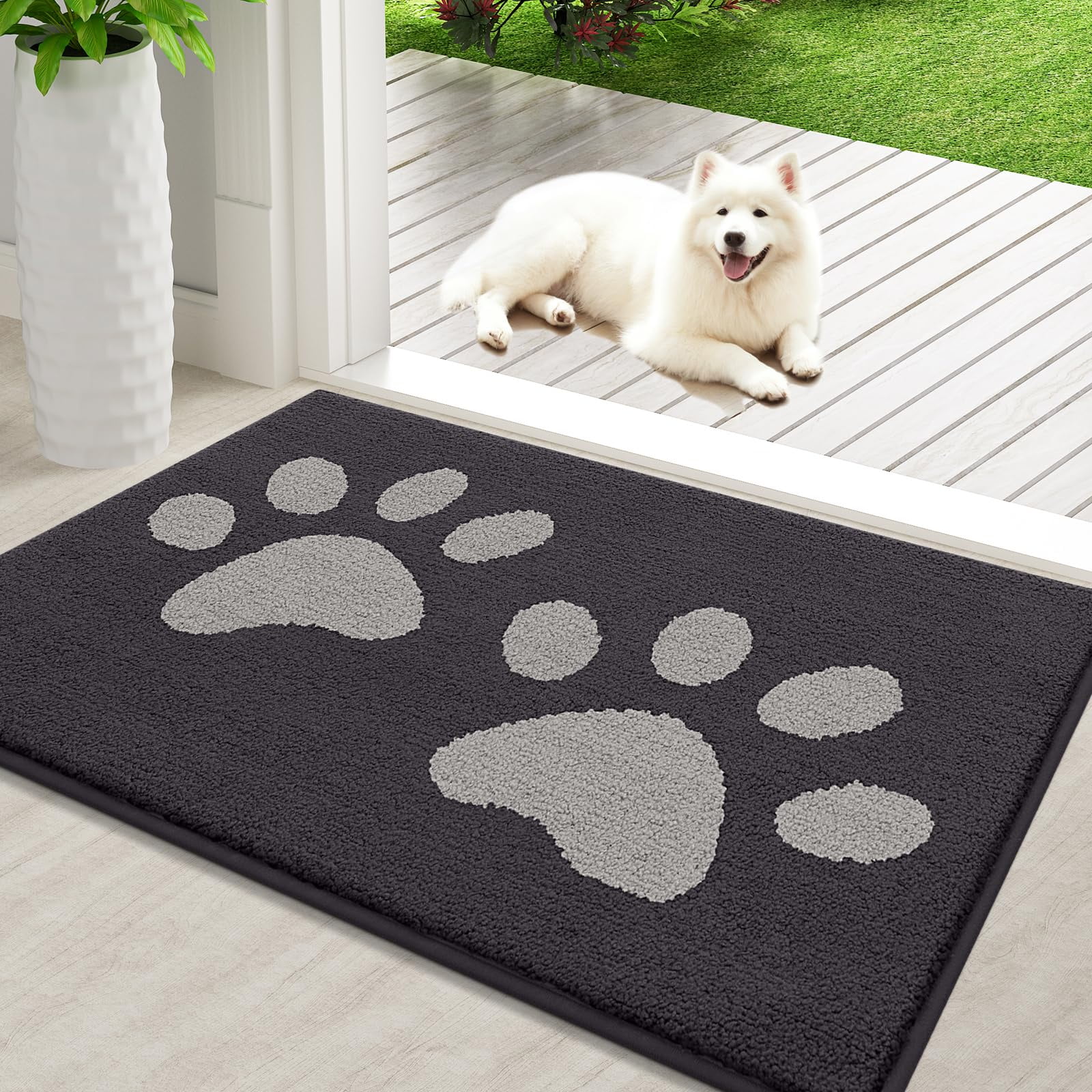 Smiry Dog Door Mats for Muddy Shoes and Paws, Non Slip Low-Profile ...