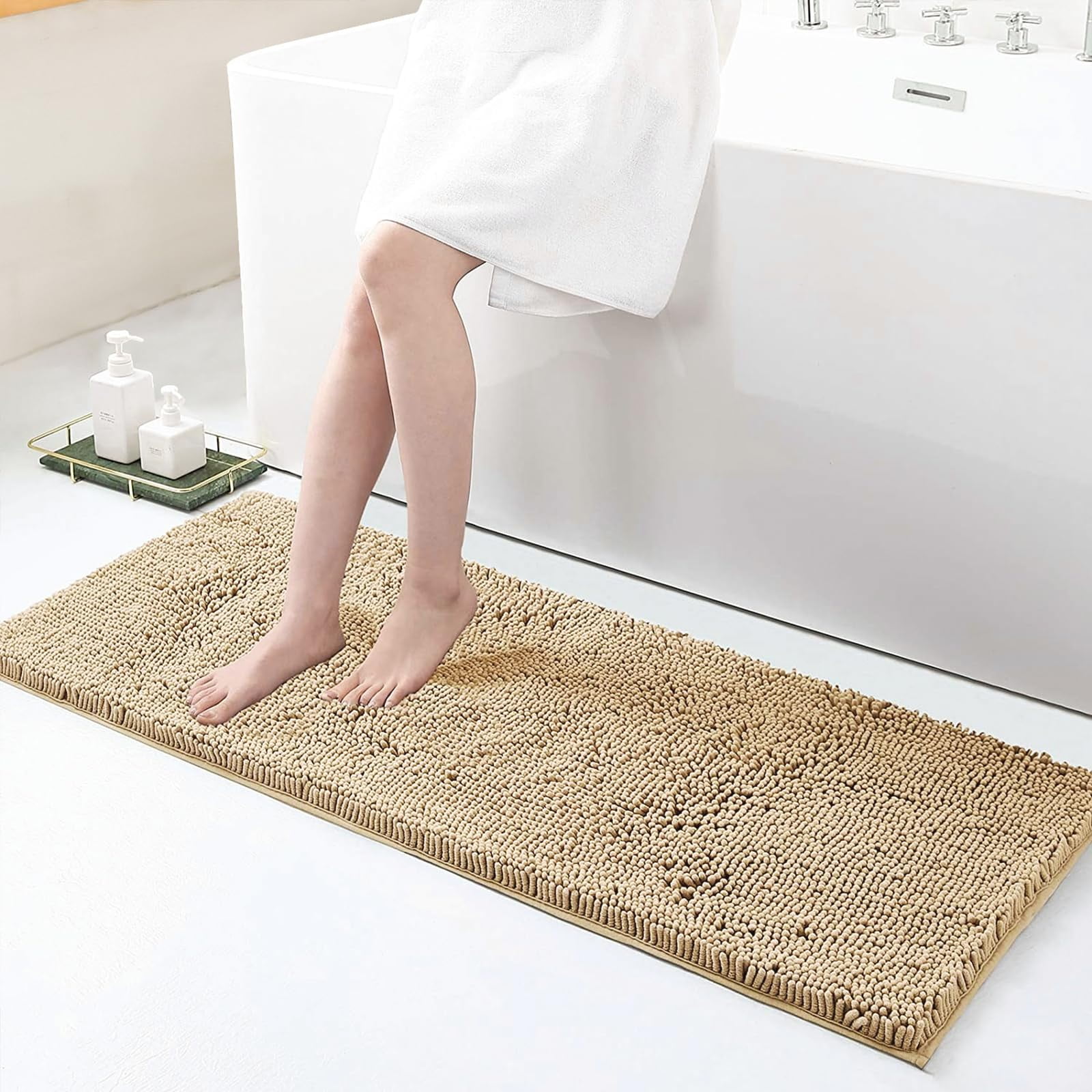 "Smiry Plush Chenille Bathroom Floor Rugs, Extra Soft and Absorbent, 17 ...