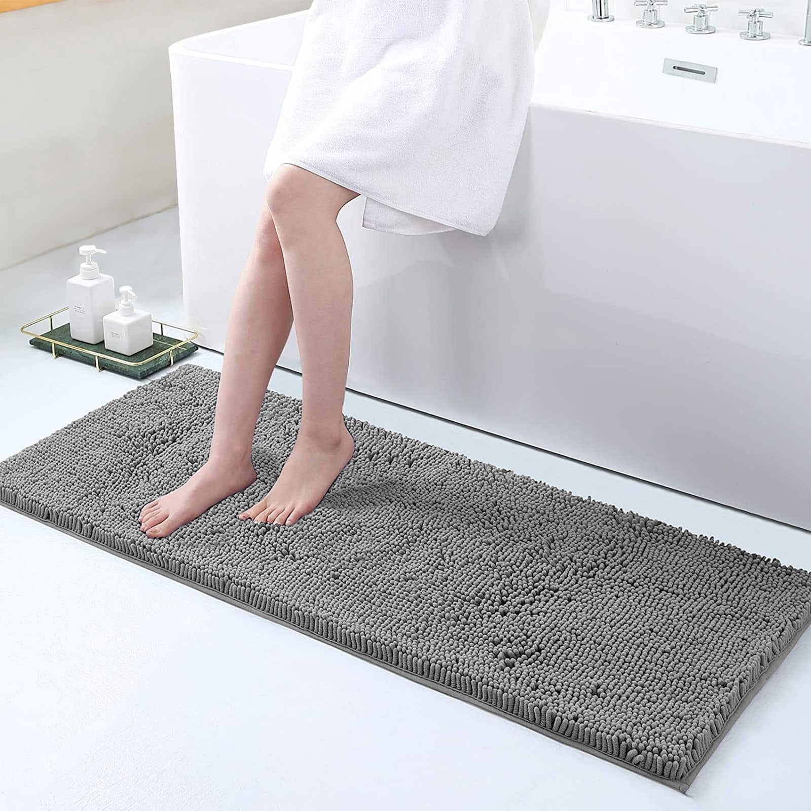 Smiry Thick Plush Chenille Bathroom Rugs, 17"x47" Extra Soft and ...