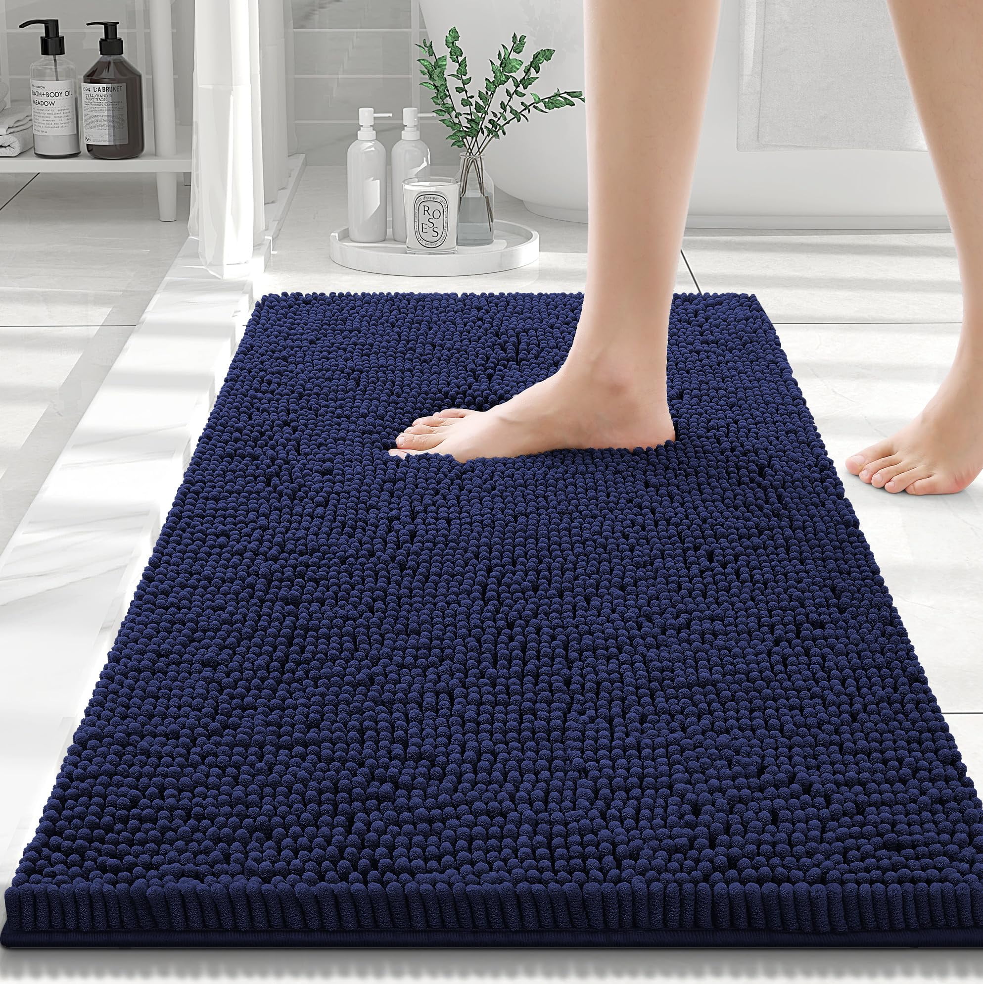 "Smiry Thick Luxury Chenille Bathroom Rugs, Soft Absorbent Bath Mat ...