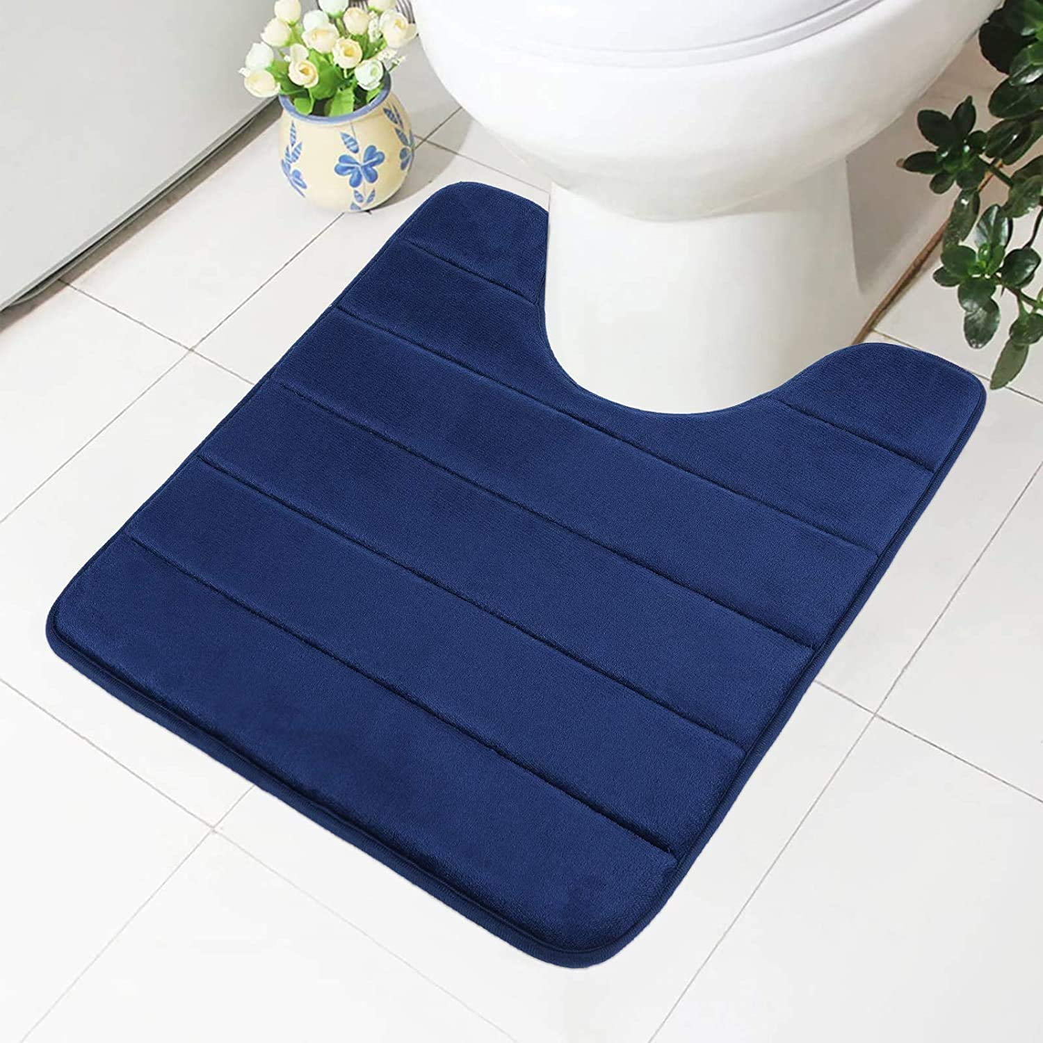 "Smiry Microfiber Memory Foam Bathroom Rug, U-Shaped Contour Toilet Mat ...