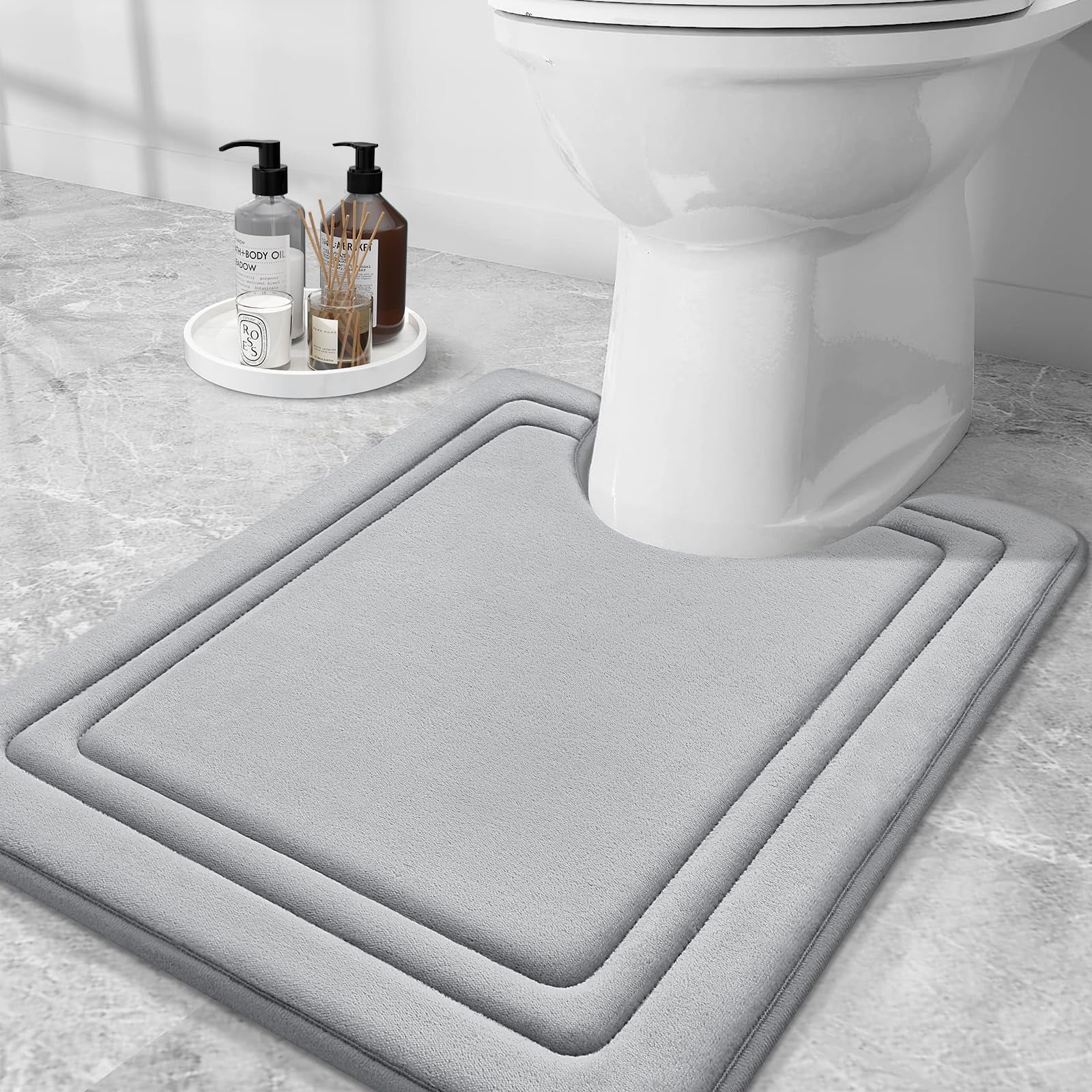 Smiry Memory Foam Toilet Rugs U-Shaped 20"x 24", Ultra Soft Absorbent ...