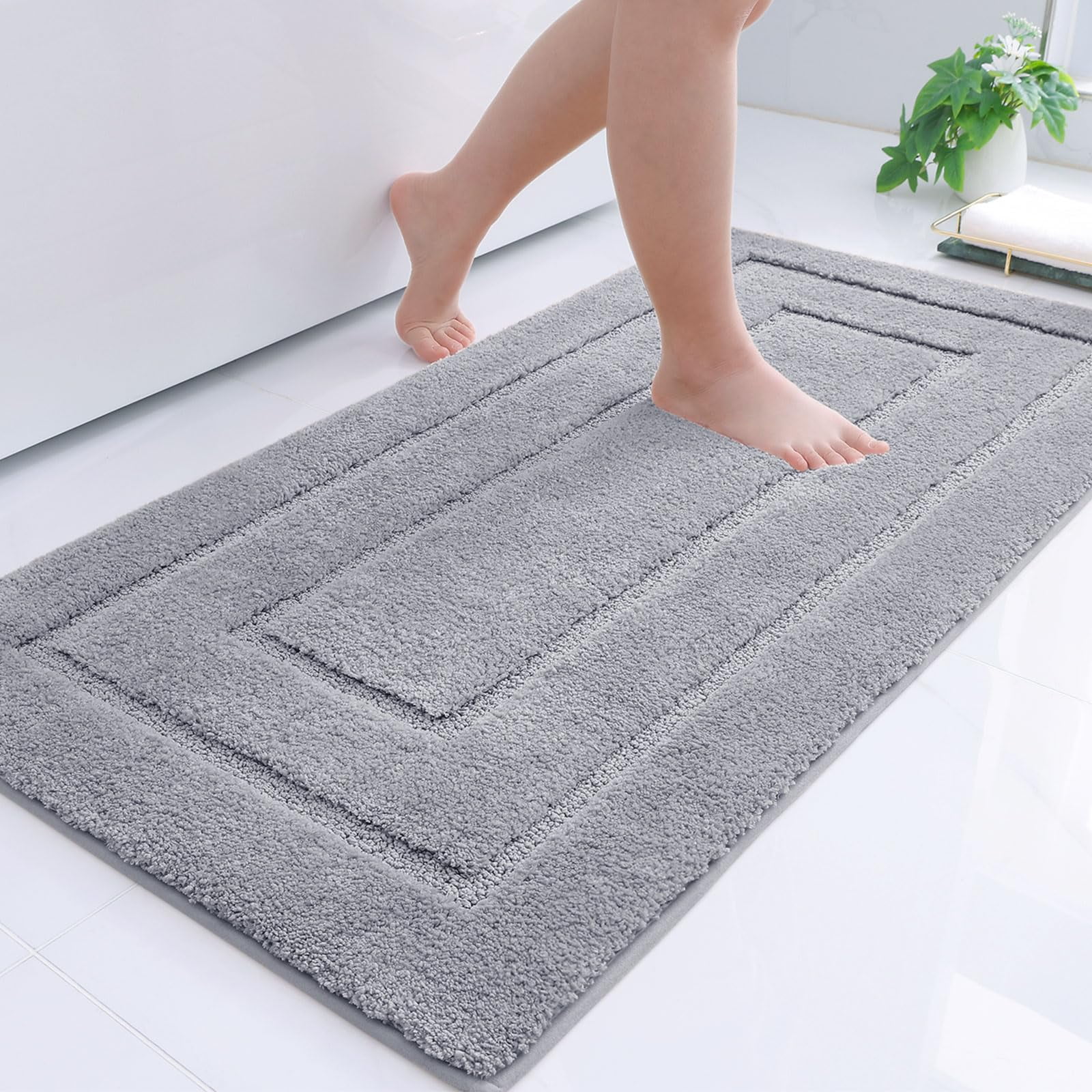 Smiry Microfiber Bathroom Rugs, 24"x47" Soft and Absorbent Bath Rugs ...