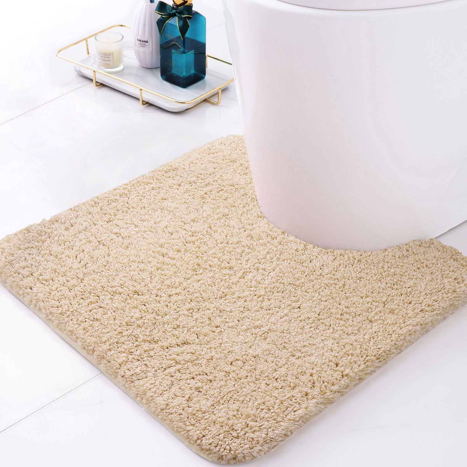 Smiry Microfiber U-Shaped Toilet Rugs, Shaggy Soft and Absorbent ...