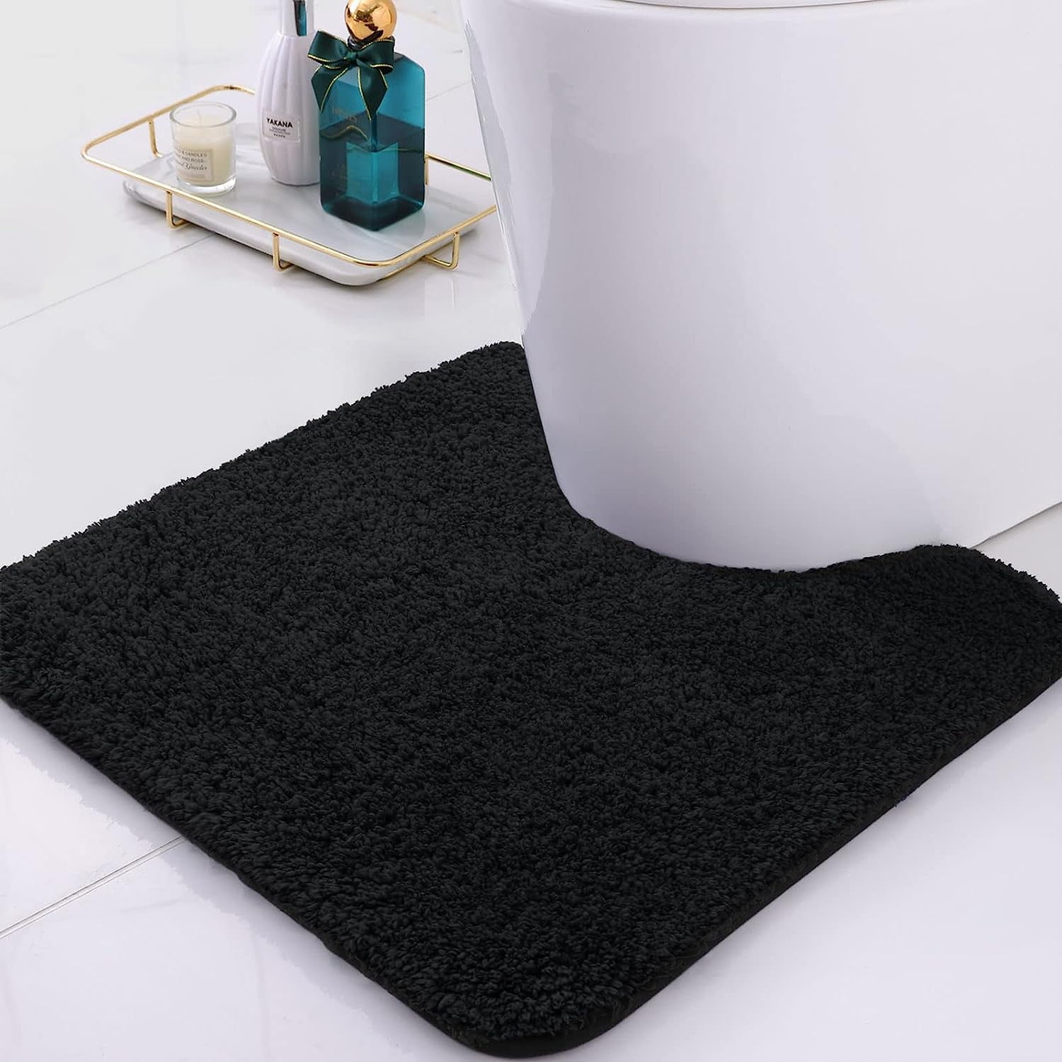 Smiry Microfiber U-Shaped Toilet Rugs, Shaggy Soft and Absorbent ...