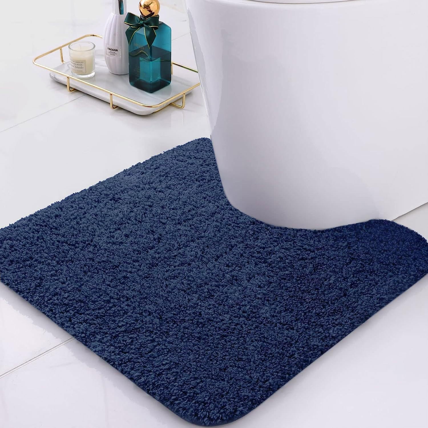 Smiry Microfiber U-Shaped Toilet Rugs, Shaggy Soft and Absorbent ...
