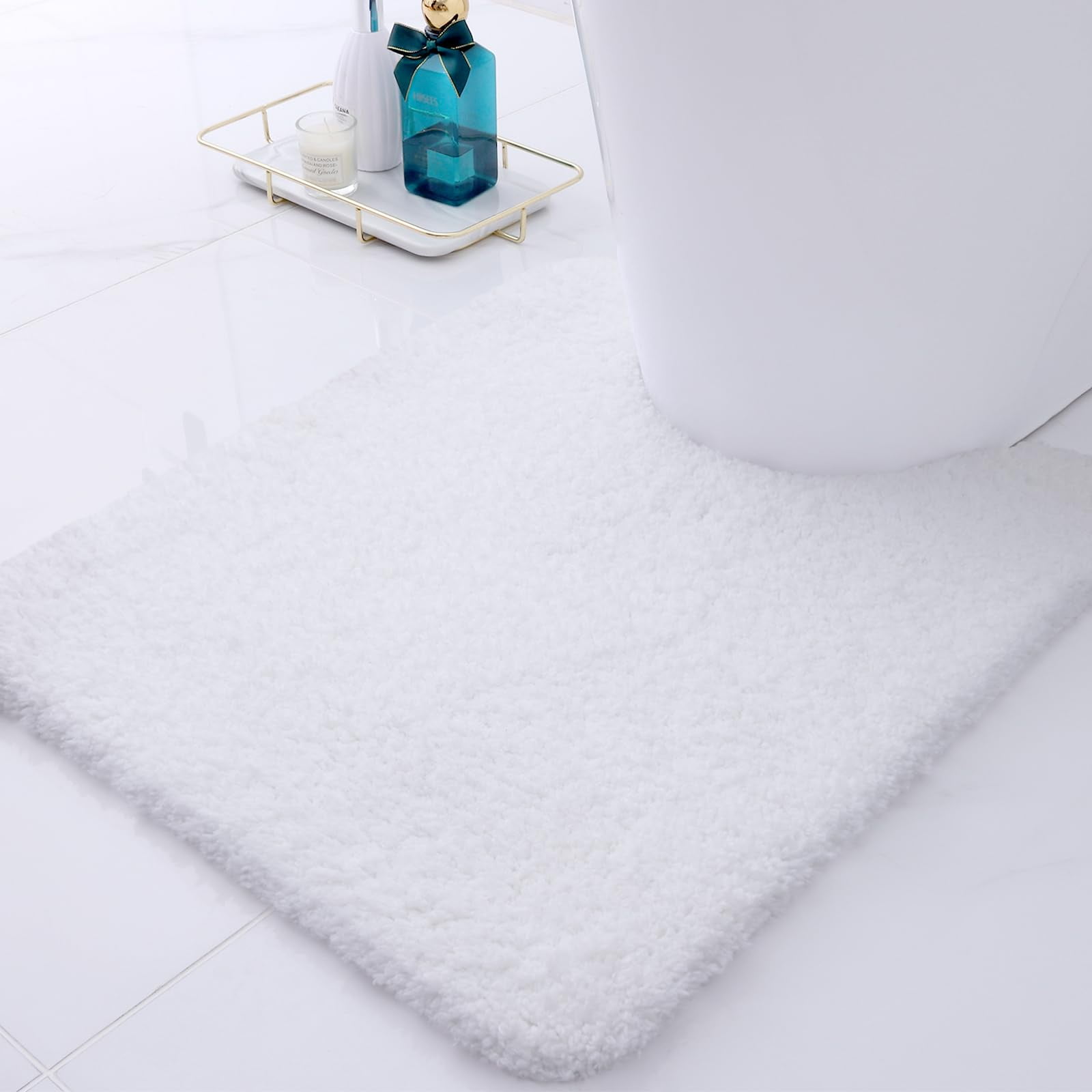 Smiry Microfiber U-Shaped Toilet Rugs, Shaggy Soft and Absorbent ...