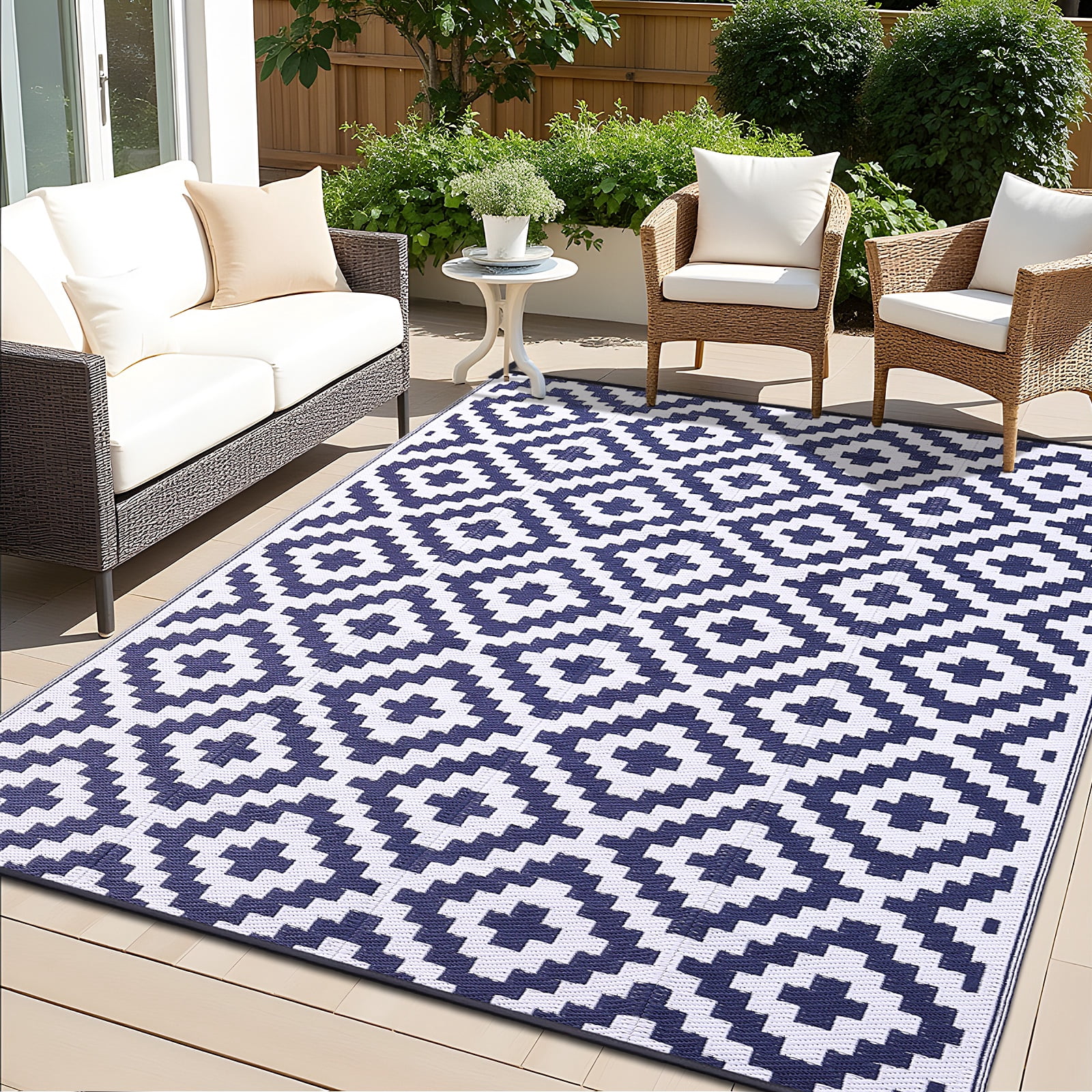 Smiry Outdoor Rug 8x10, Waterproof Reversible Plastic Outdoor Mat ...