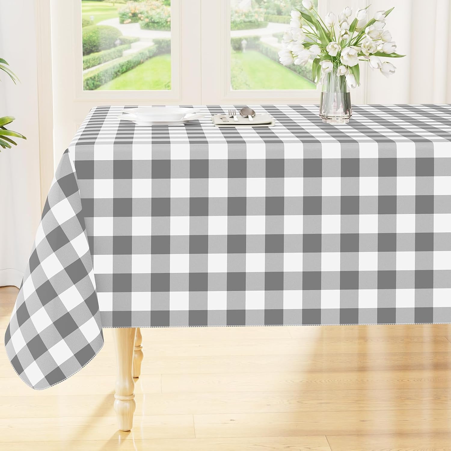 Smiry Rectangle Table Cloth, Waterproof Vinyl Tablecloth with Flannel ...