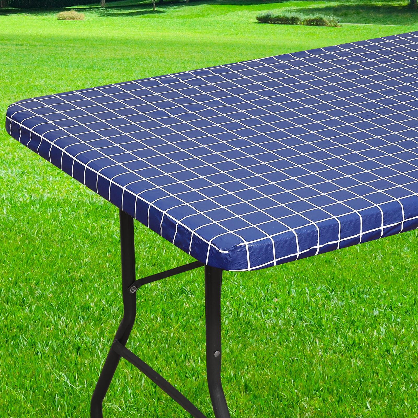 Smiry Waterproof Vinyl Tablecloth, Fitted Flannel Backed for 6 FT ...