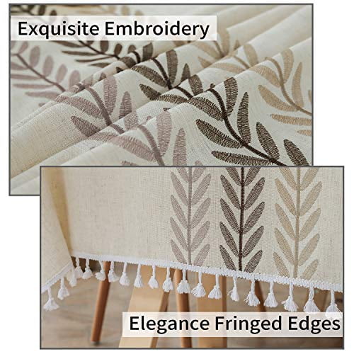 Smiry Rustic Farmhouse Linen Tablecloth, Embroidered Burlap Table Cloth ...