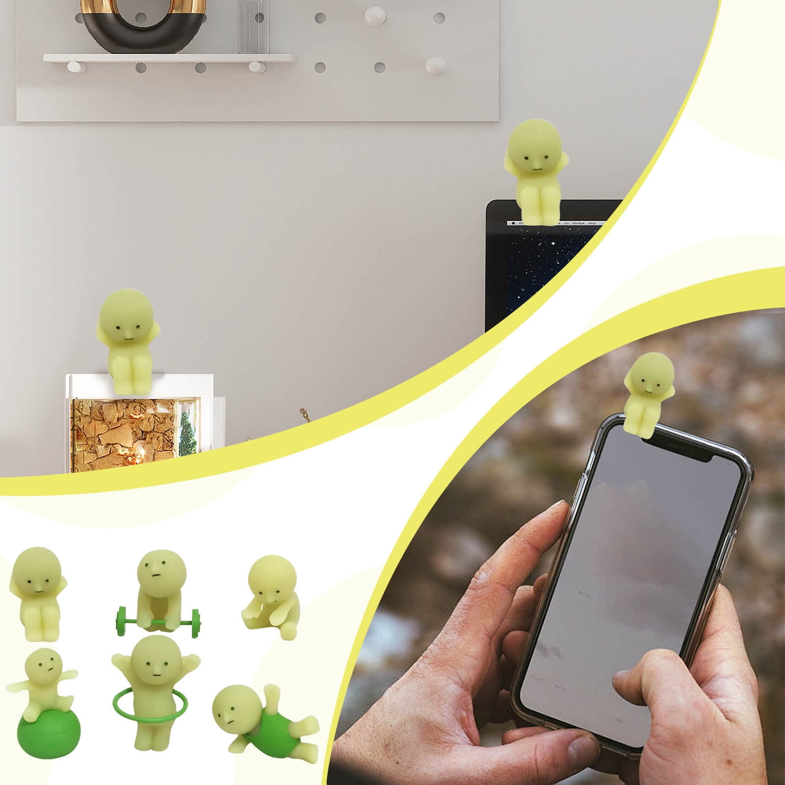 Smiski Glow in The Dark Mini Figure Set: Fitness Series, 6 Assorted ...