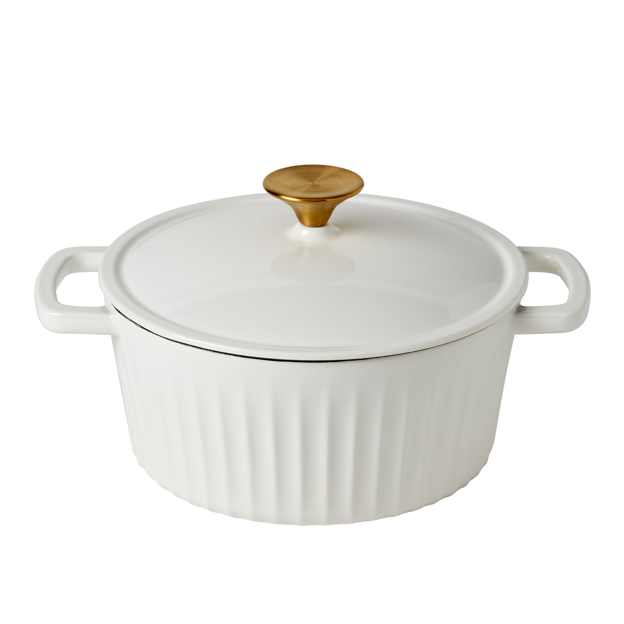 Smith & Clark 3-Quart Enameled Cast Iron Dutch Oven Fluted Round Pot ...