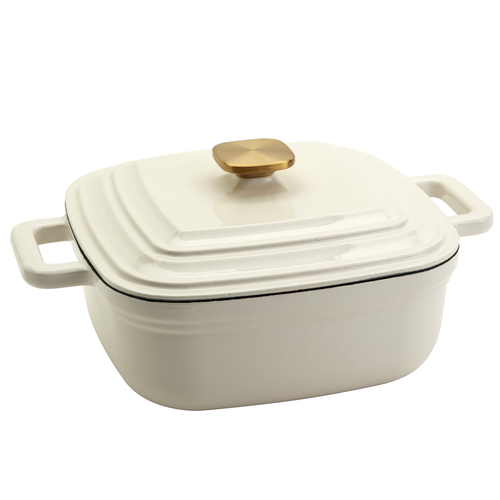 Smith & Clark 4 Quart Enameled Cast Iron Square Dutch Oven Pot with Lid ...