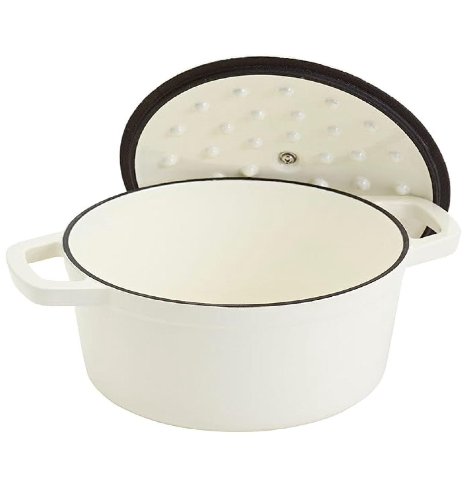 Smith & Clark 5-Quart Enameled Cast Iron Dutch Oven Pot with Lid, White ...