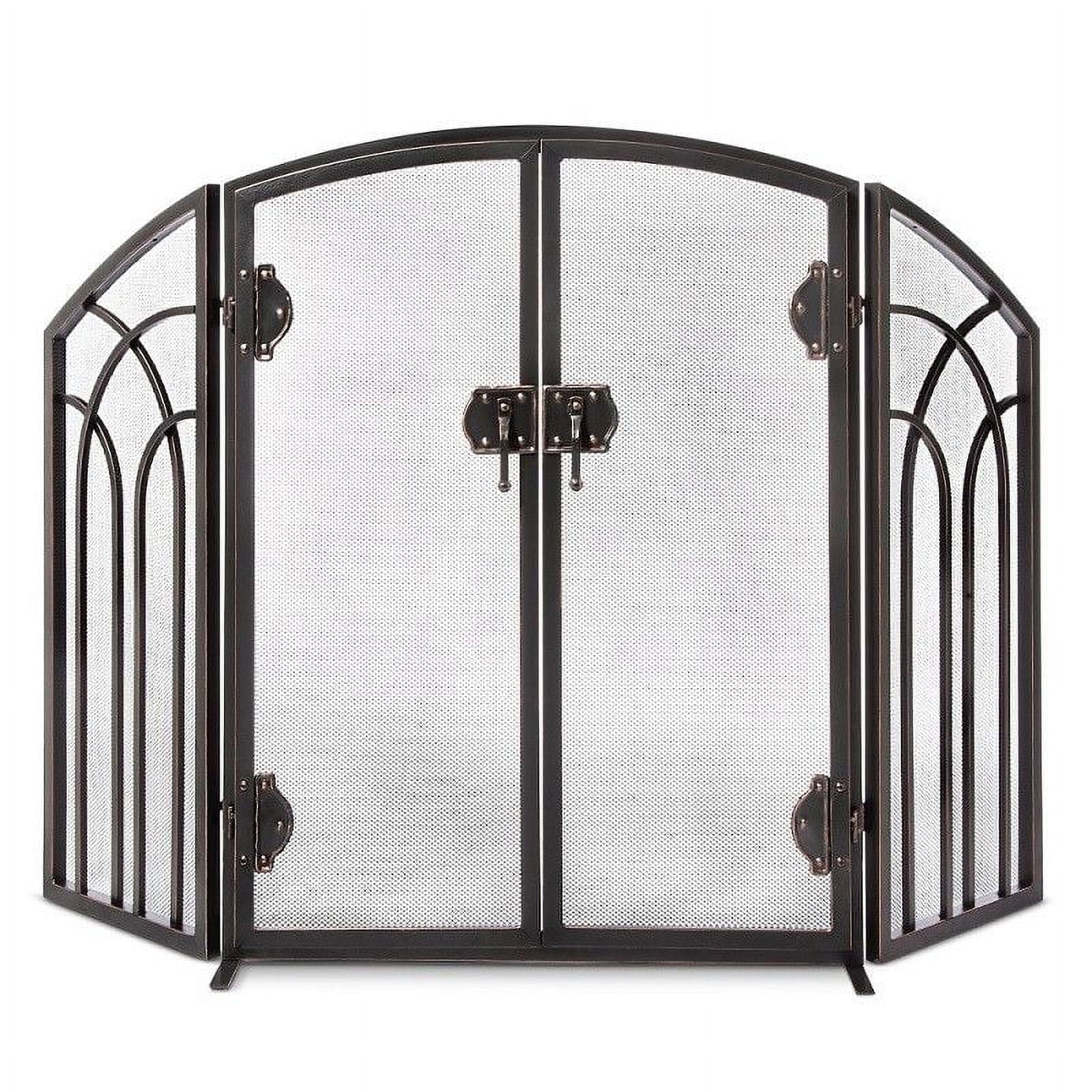 Smith & Hawken Folding Mesh Arch Fireplace Screen in Black/Bronze ...