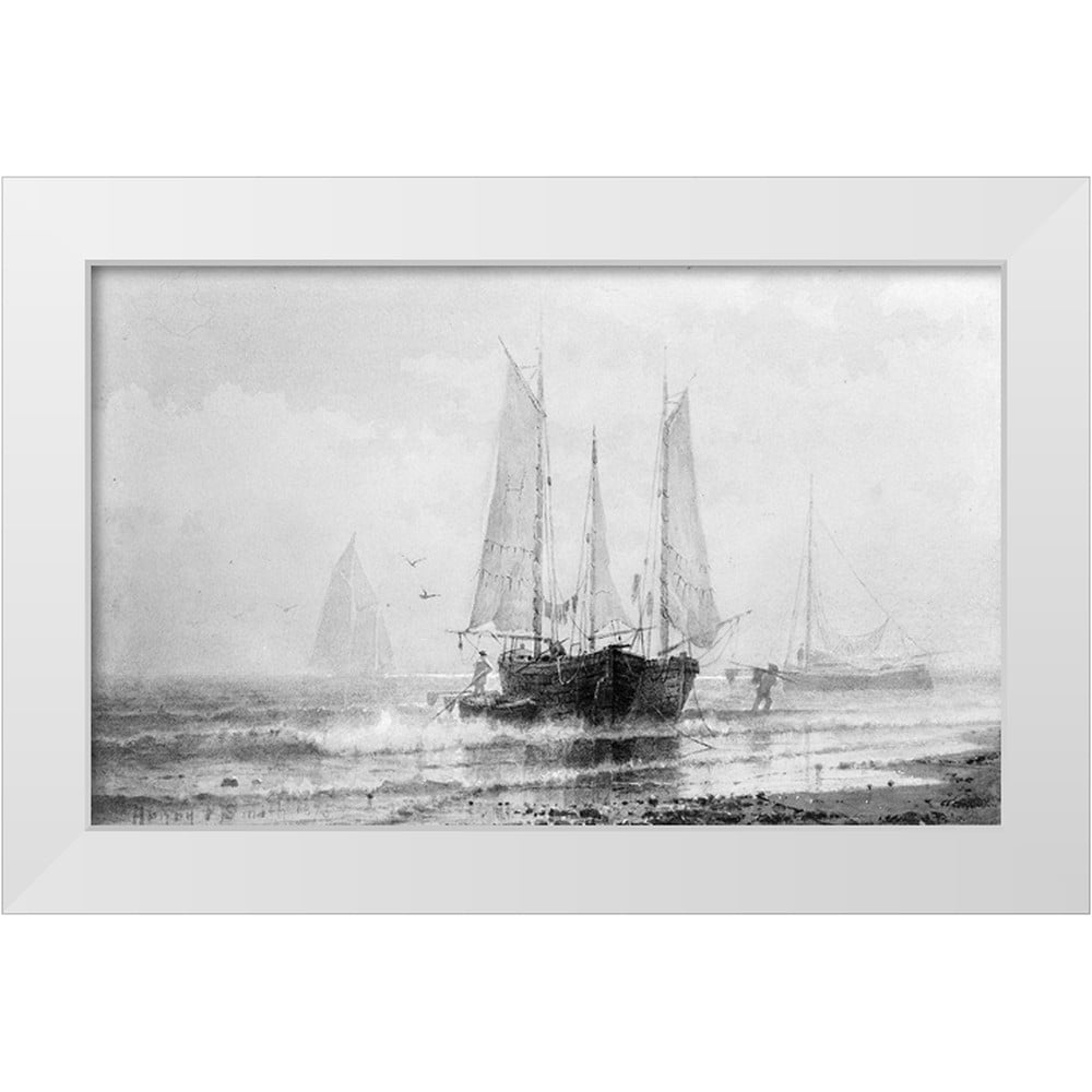 Smith, Henry Pember 32x21 White Modern Wood Framed Museum Art Print Titled - Seascape—Fishing ...