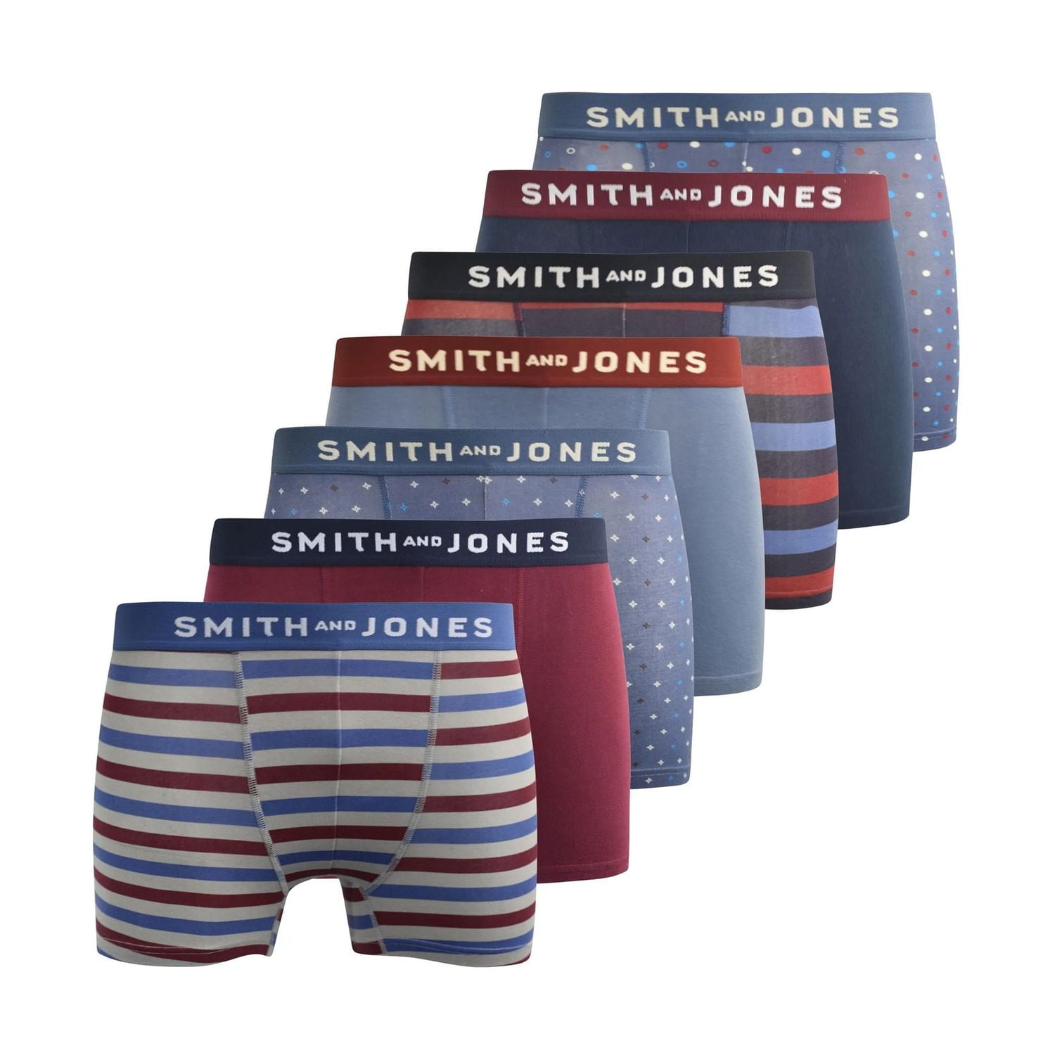 Smith & Jones Mens Aziel Assorted Designs Boxer Shorts (Pack of 7 ...