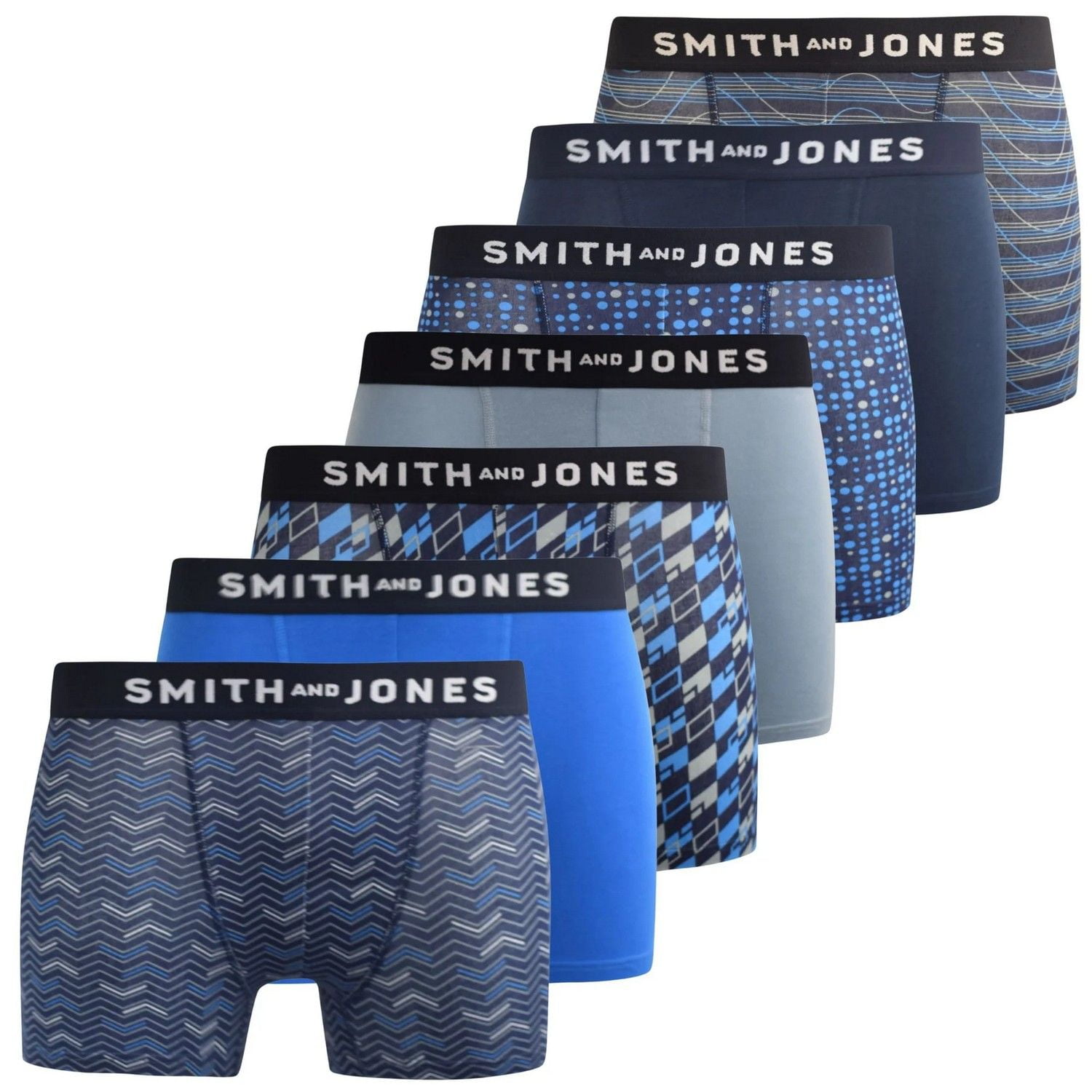 Smith & Jones Mens Zyden Assorted Designs Boxer Shorts (Pack of 7 ...