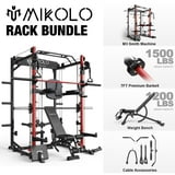 Smith Machine, 2000 lbs Weight Rack with Cable Crossover Machine,Multi ...