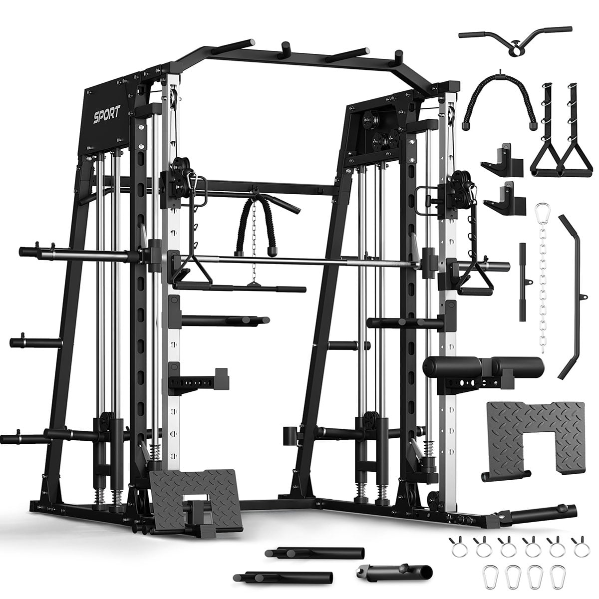 Smith Machine Home Gym, 2200 LBS Capacity Squat Rack Power Cage with ...