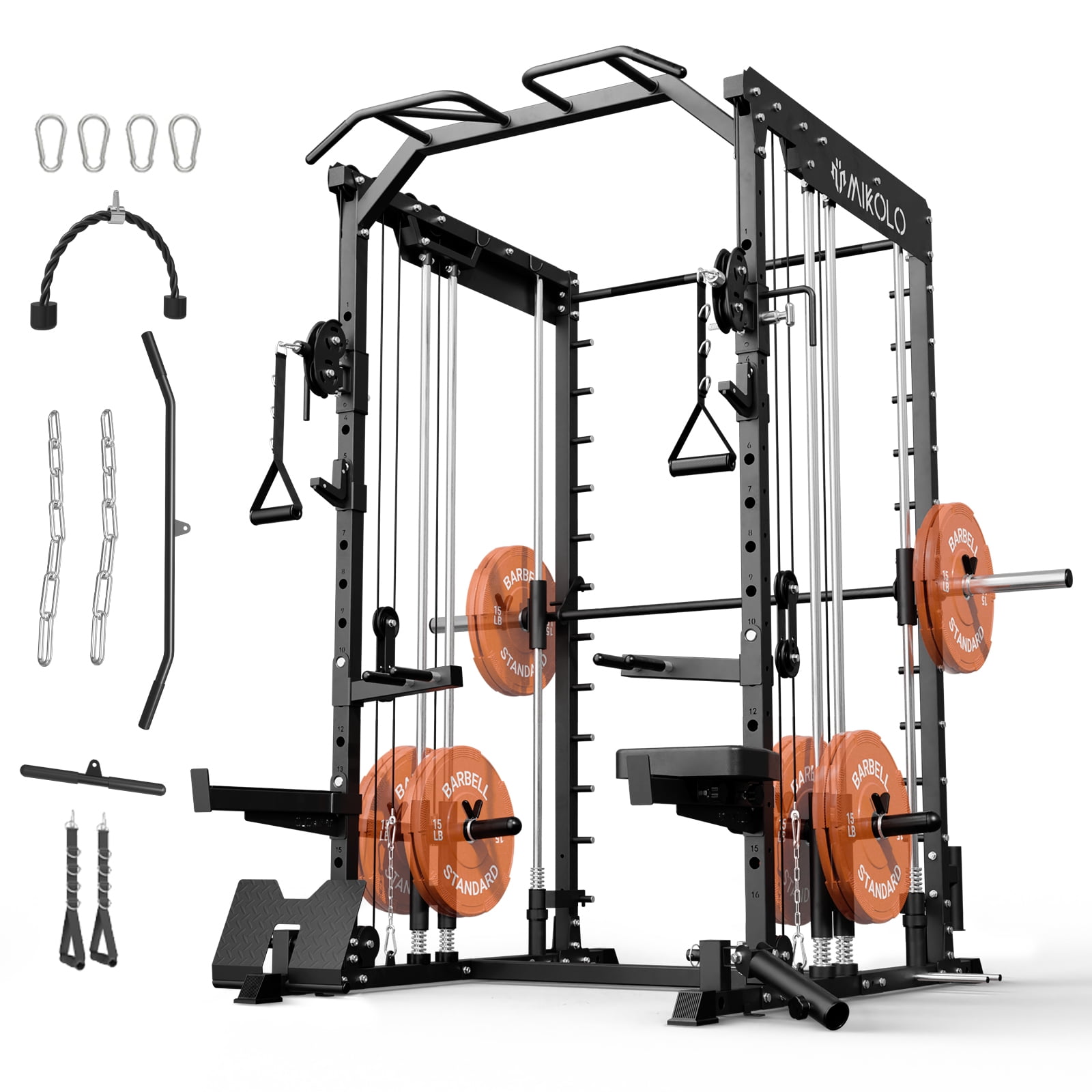 Mikolo Smith Machine, 2000 lbs Power Cage with Functional Trainer ...