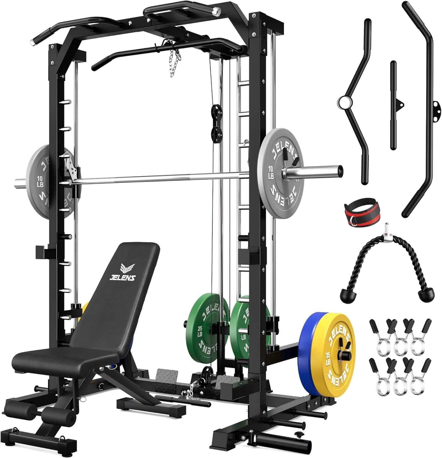 Smith Machine Home Gym, 2200 lbs Power Rack Cage with Cable Crossover ...