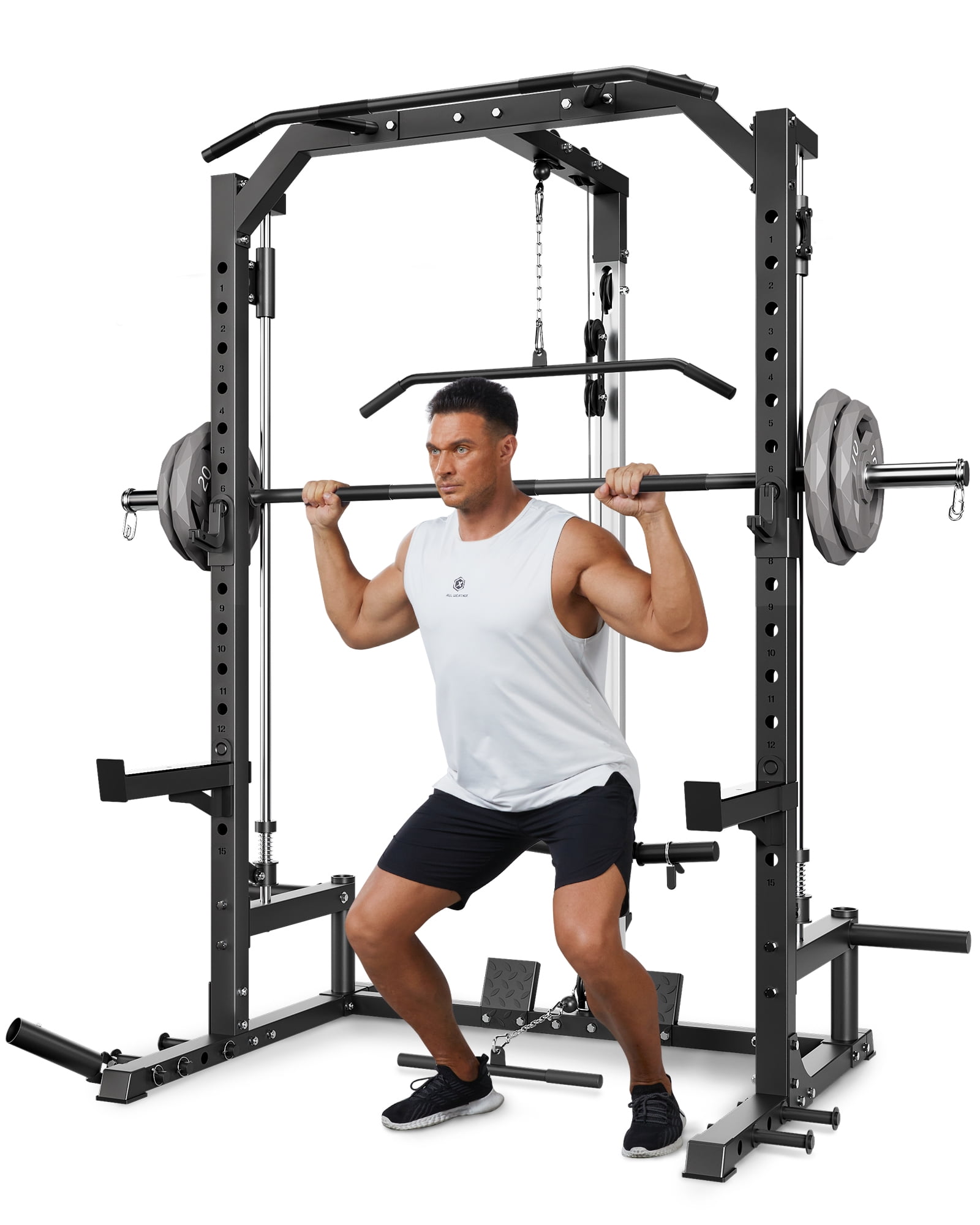 Smith Machine Home Gym with Barbell Bar, Cable System, 1000 LBS Squat ...