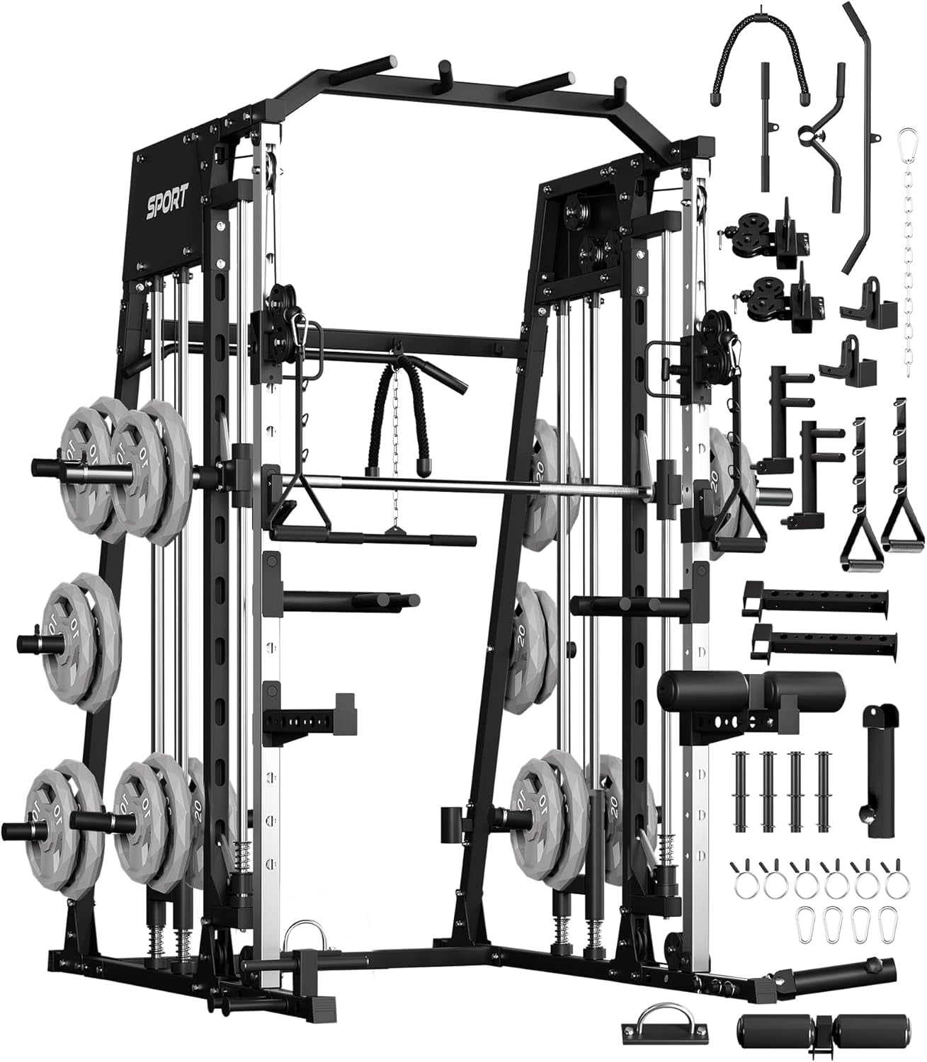 Smith Machine Home Gym All in One, 2200LBS Squat Rack Power Cage with ...