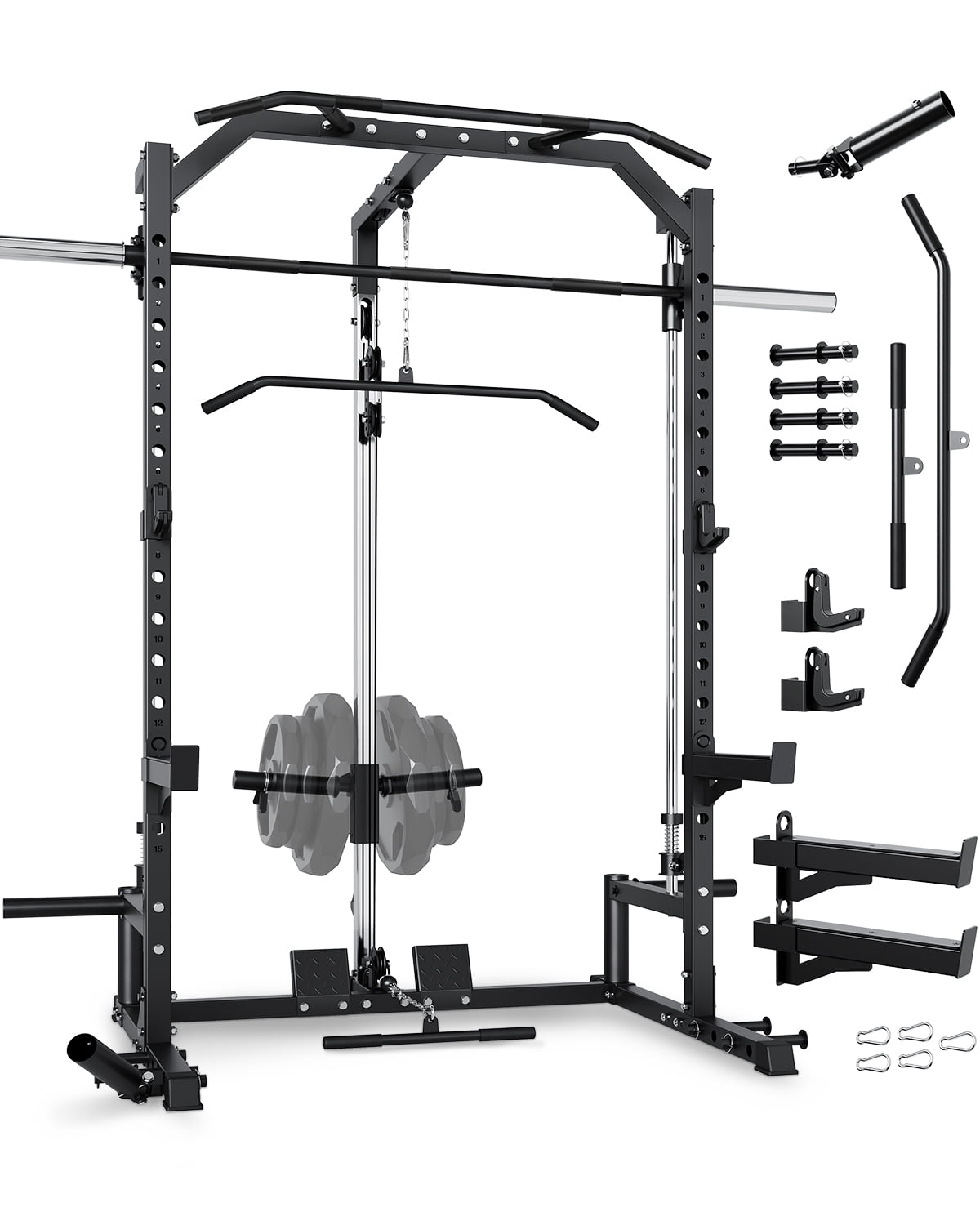 GARVEE Smith Machine Home Gym, Adjustable Squat Rack for Full Body ...