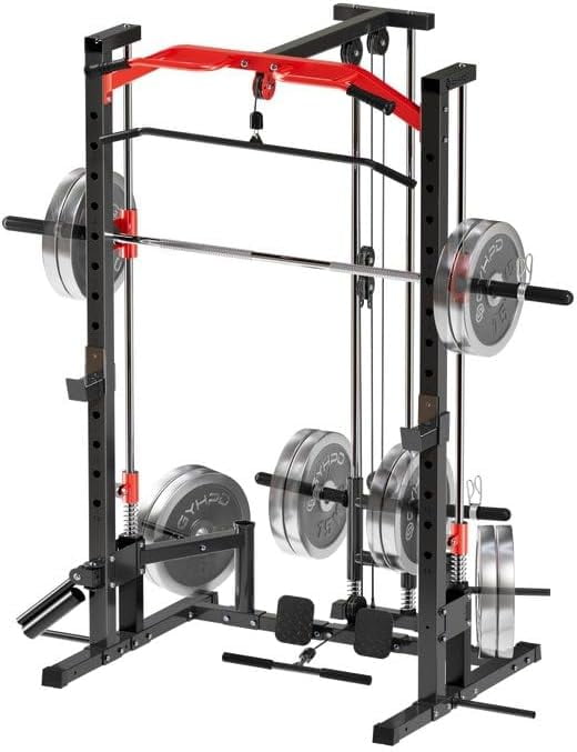 Smith Machine Multi-Functional Power Rack, Power Cage with Rail Squat ...