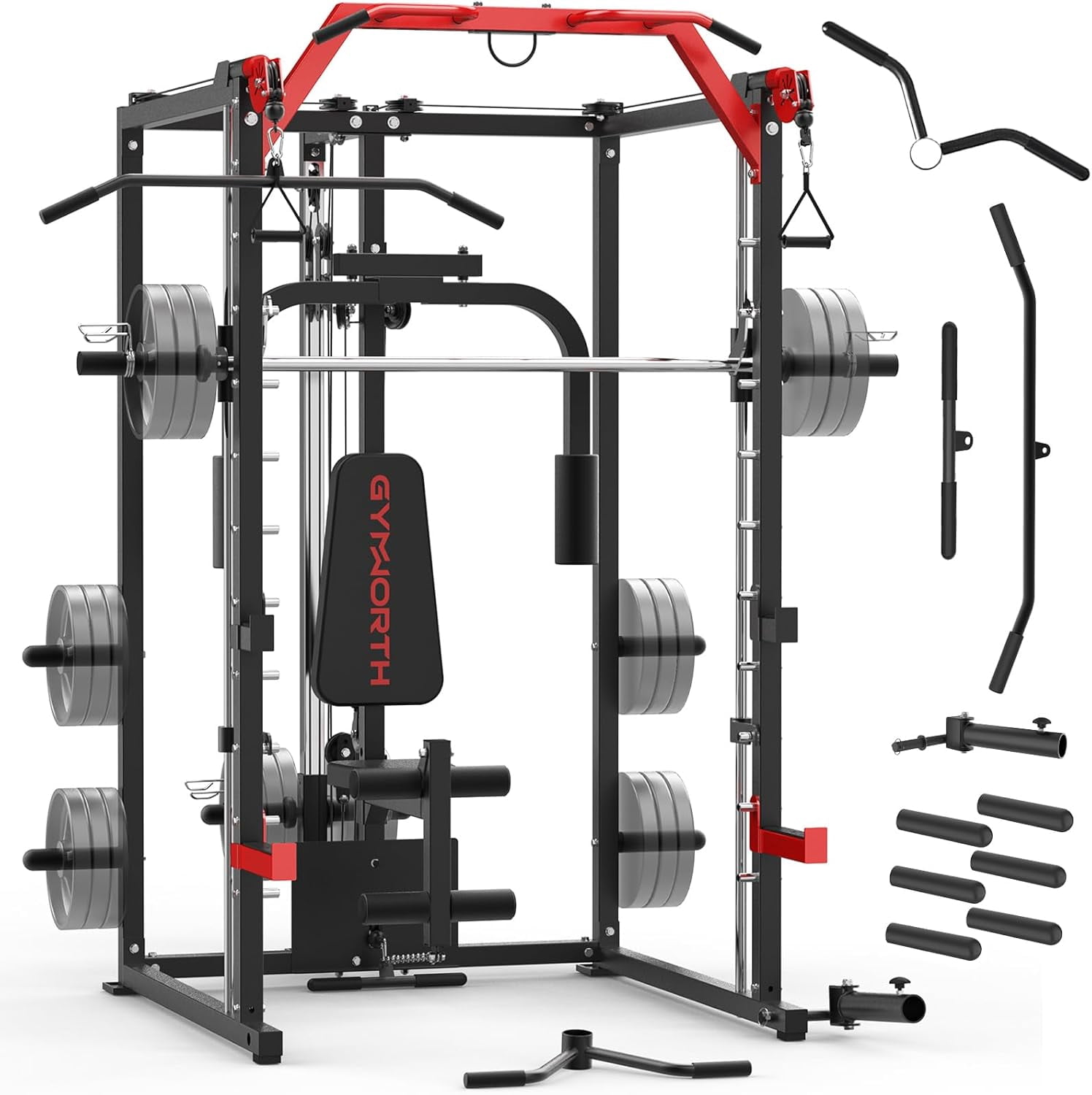 Smith Machine, Power Rack with LAT Pulldown System, Power Cage with ...