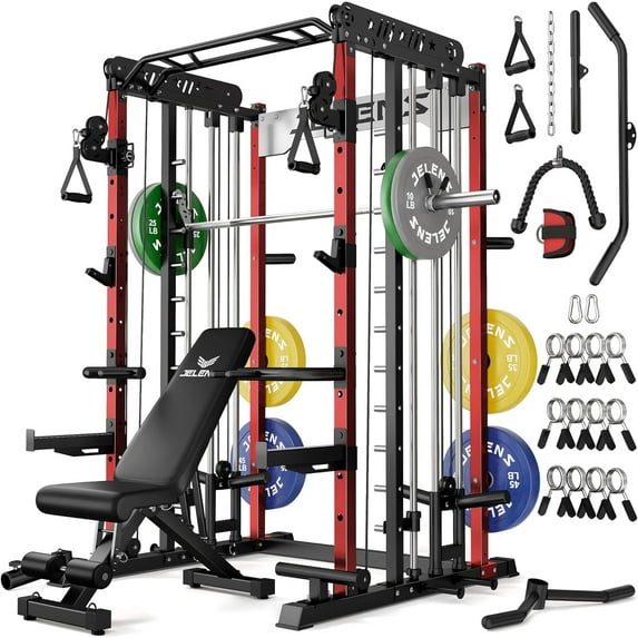 Smith Machine for Home Gym,2000LBS Multi-Function Power Cage with Cable Crossover System, Squat ...