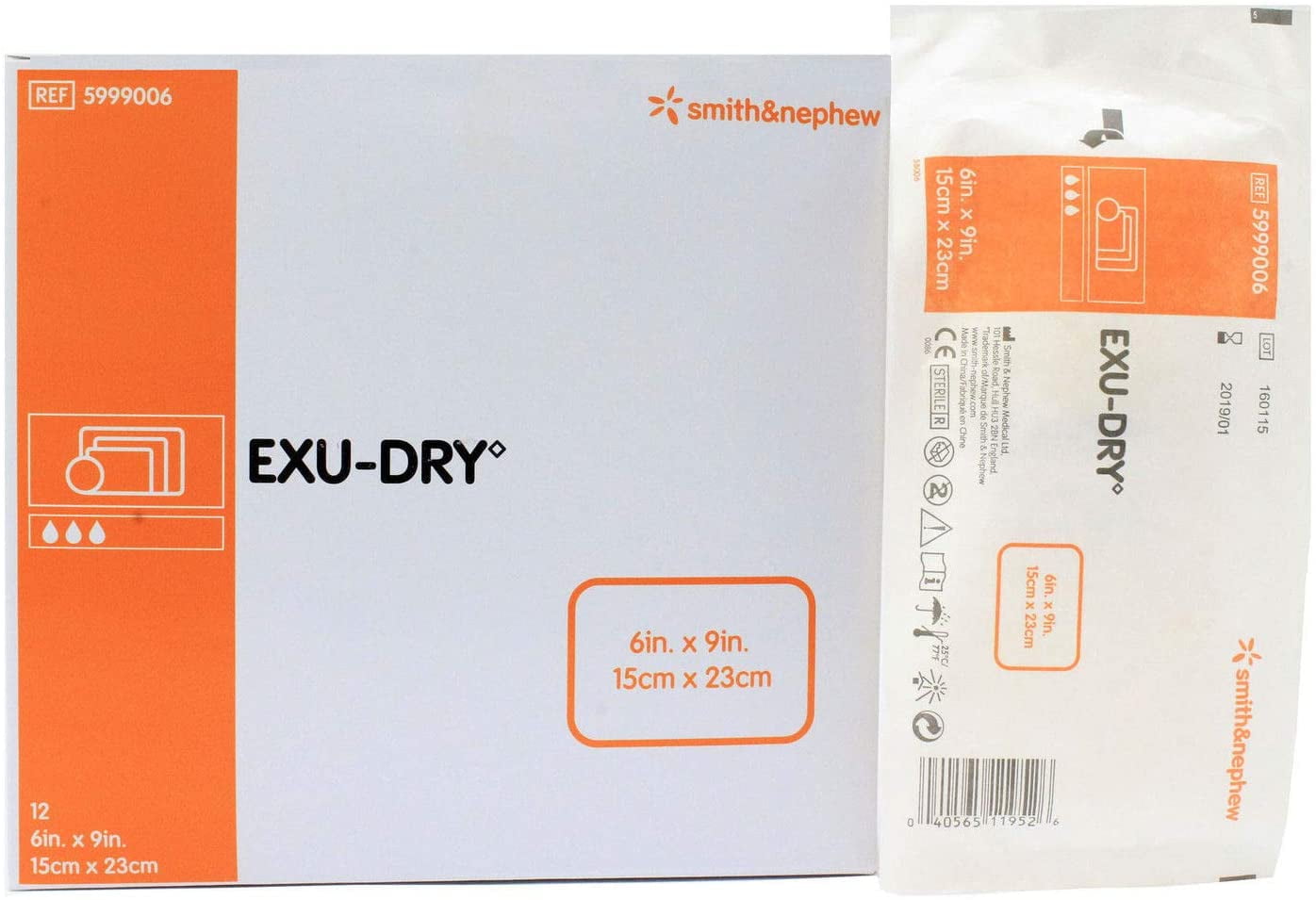 Smith & Nephew EXU-Dry Wound Dressing, Anti-Shear Layer, 6x9 Full ...
