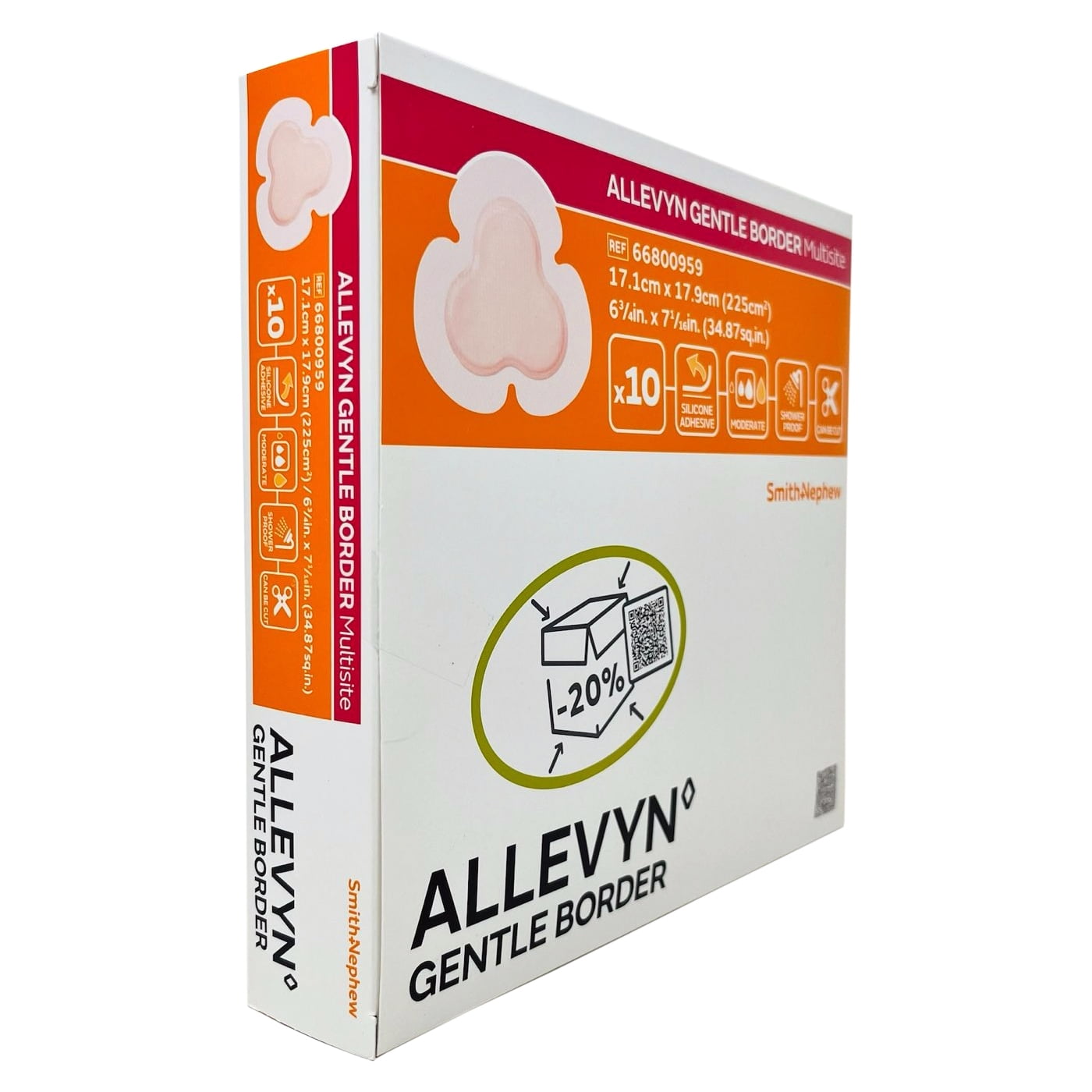 Smith & Nephew 66800959 Allevyn Gentle Border Foam Dressing Multisite 6-3/4" x 7-1/16" - Box of ...