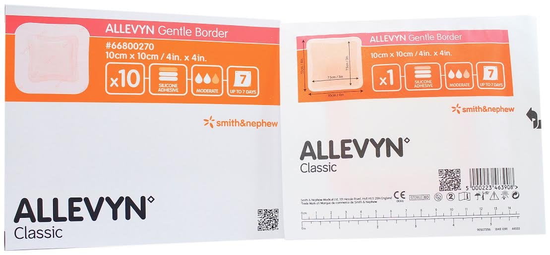 Smith & Nephew Silicone Foam Dressing 10 Ct | Allevyn Lite 4x4, Non ...