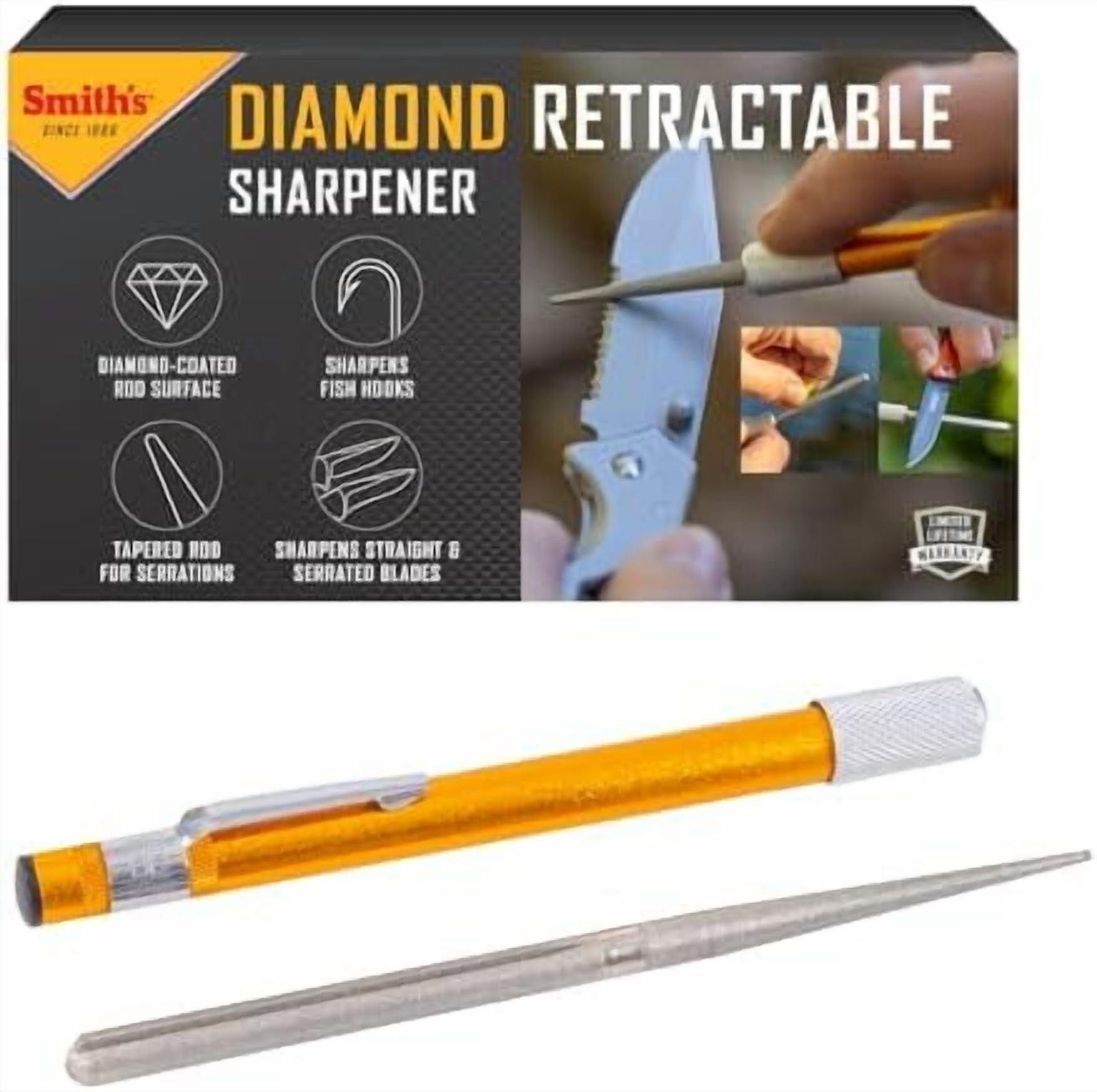 Smith’s 51446 Diamond Retractable Sharpener – Gold – Reversible Rod ...