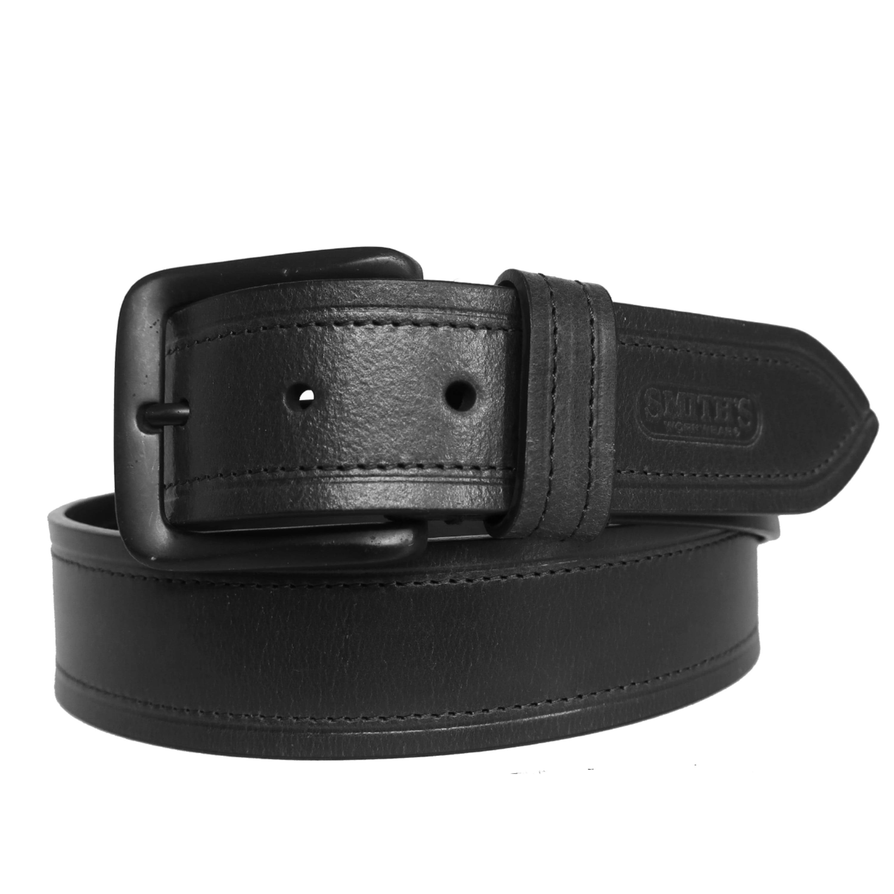 Smith's Workwear 38mm Casual Genuine Leather Cut Edge Belt, Black ...