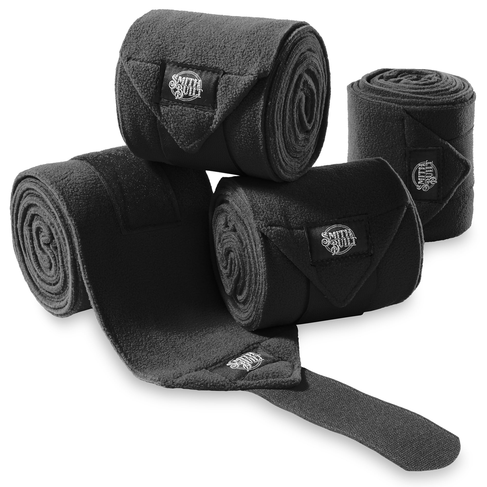 SmithBuilt Equine Fleece Polo Wraps, Black - (Set of 4) Horse Leg ...