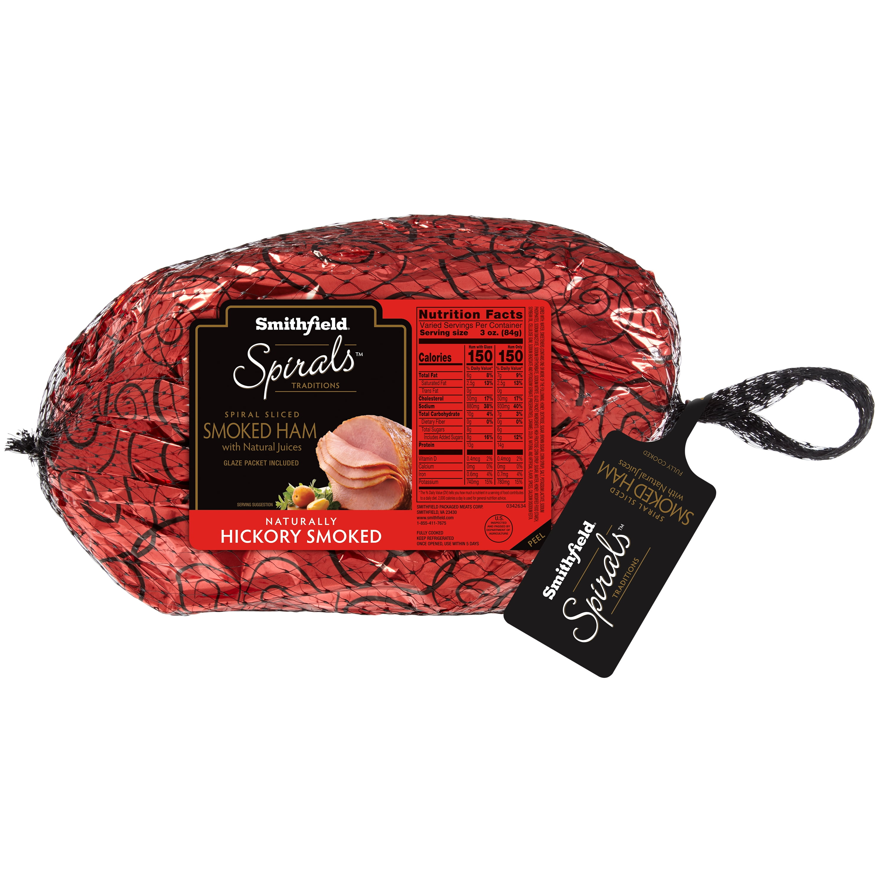 Smithfield Hickory Smoked Spiral Sliced Ham, 8-10.4 lbs - Walmart.com