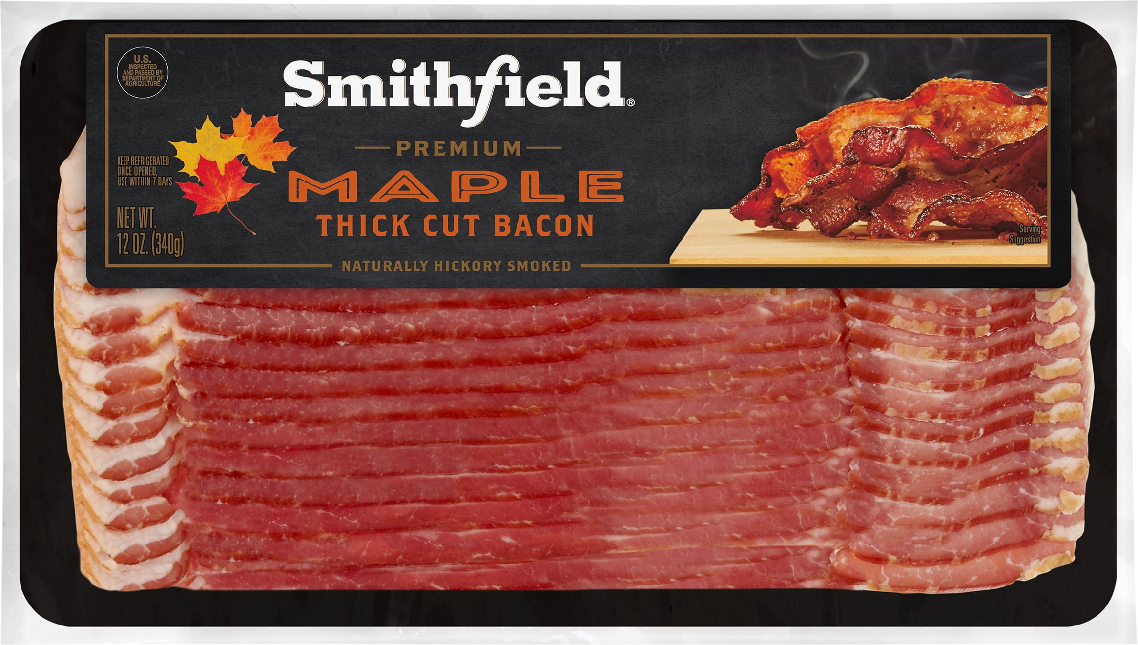 Smithfield Premium Maple Thick Cut Bacon, 12 oz - Walmart.com
