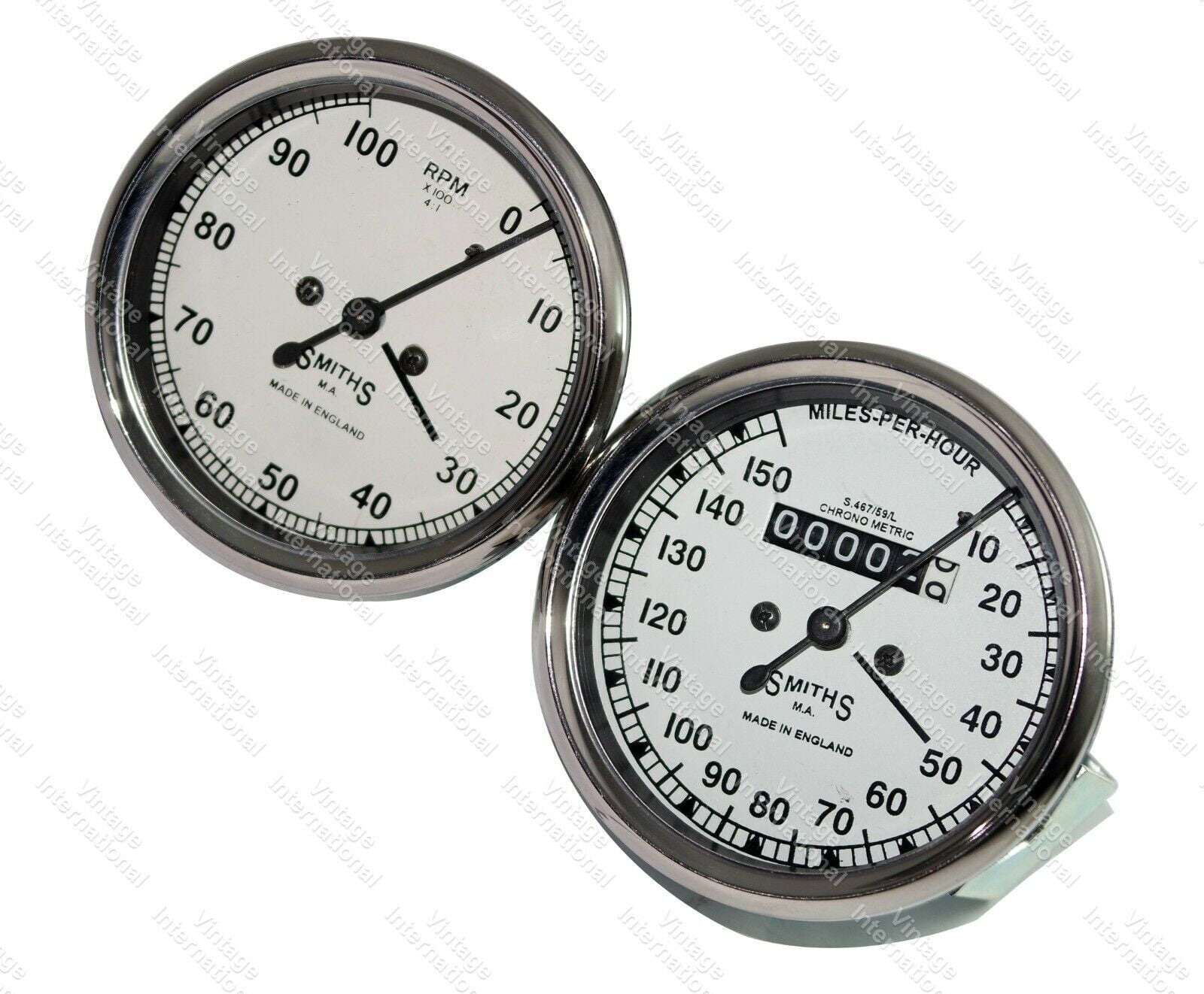 Smiths Replica 0-150 Mph Speedo & Rpm Meter for Norton Royal Enfield ...